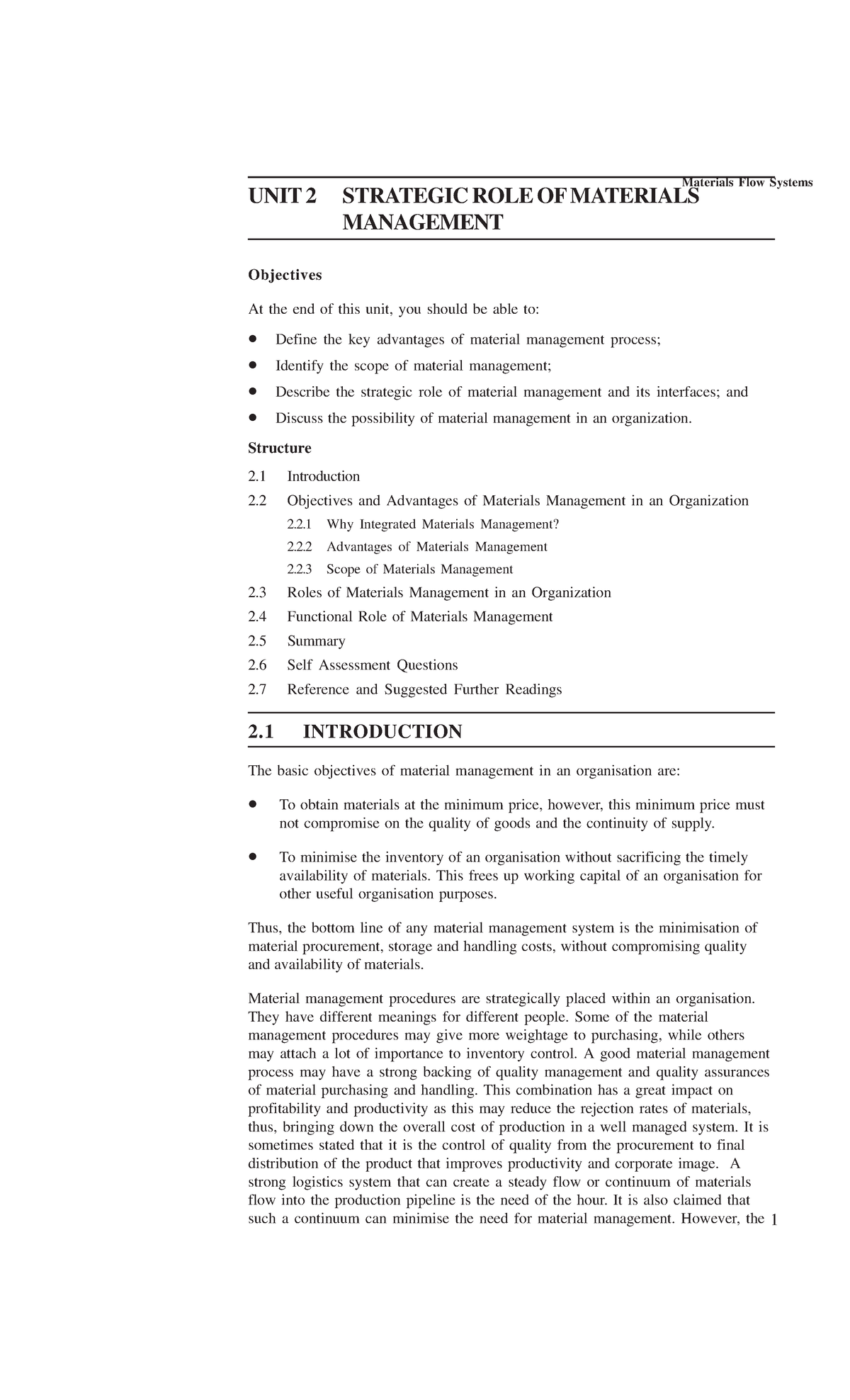 UNIT-2 - ebook - Materials Flow Systems UNIT 2 STRATEGIC ROLE OF ...