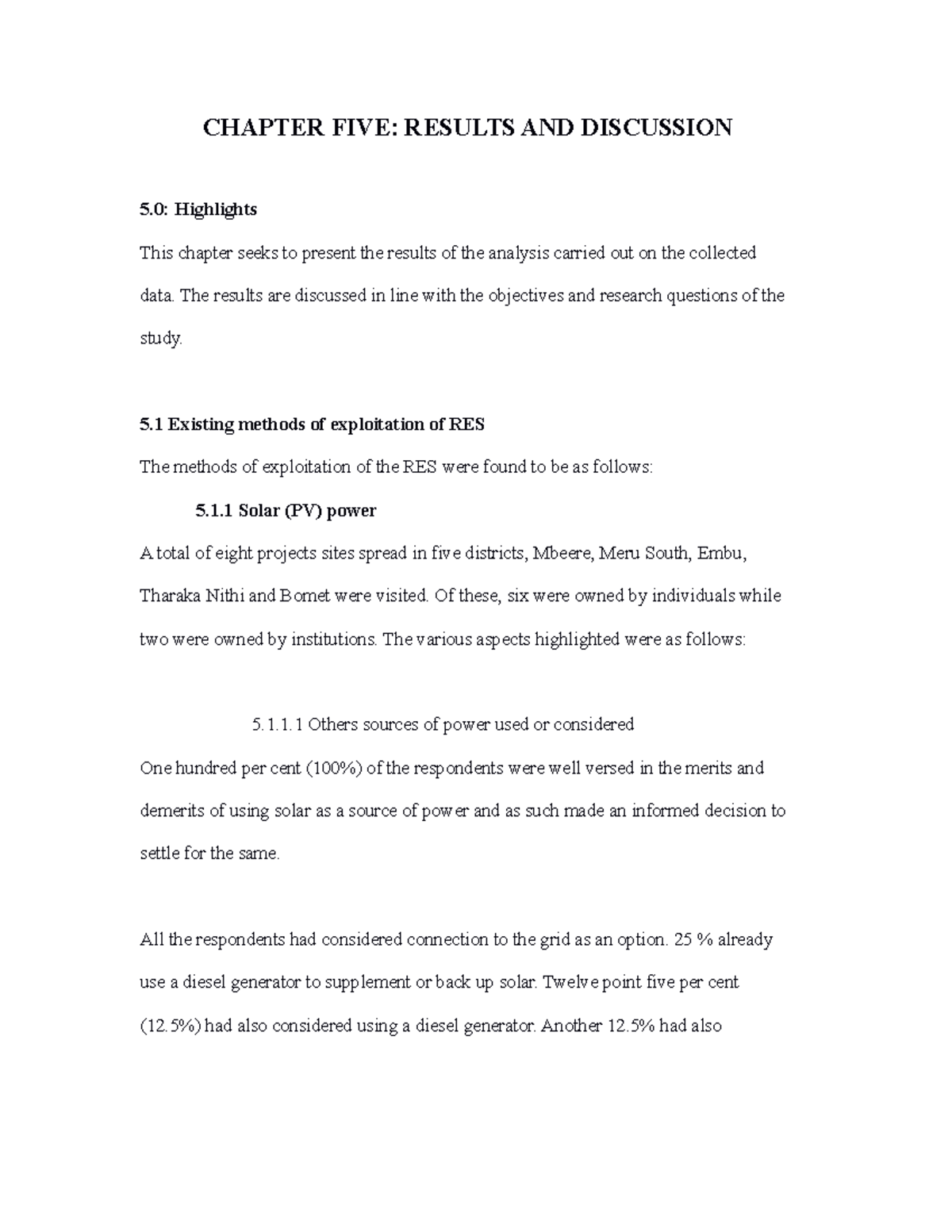 Chapter FIVE AND SIX - .Thesis data - CHAPTER FIVE: RESULTS AND DISCUSSION 5: Highlights This ...