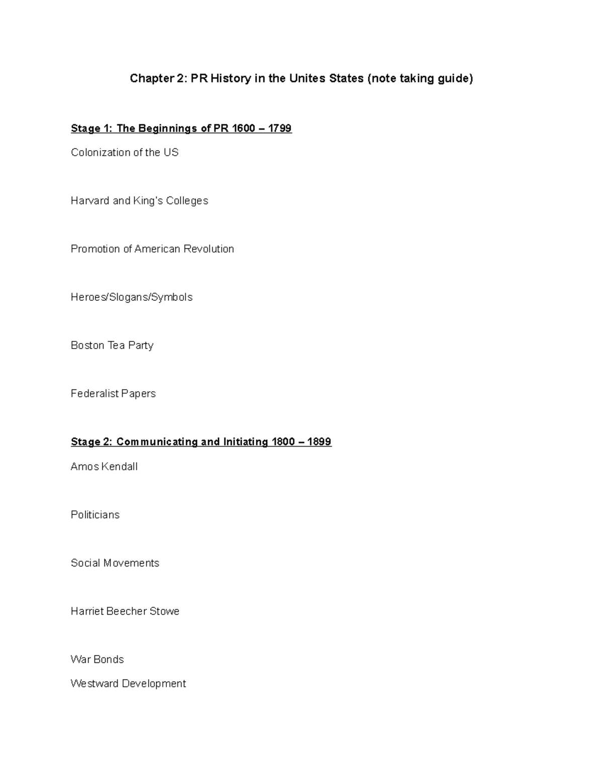 PR History Note taking guide - Chapter 2: PR History in the Unites ...