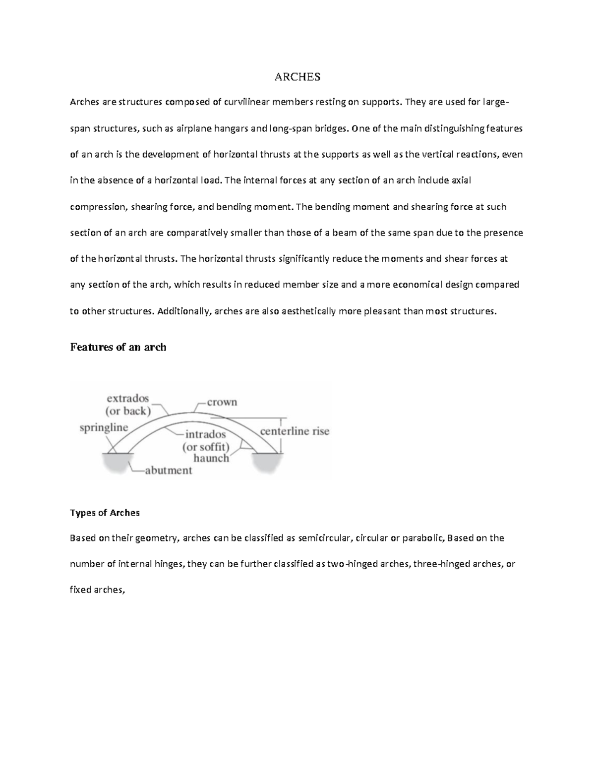 Arch - it is used to explain roof member forces in structure. - ARCHES ...