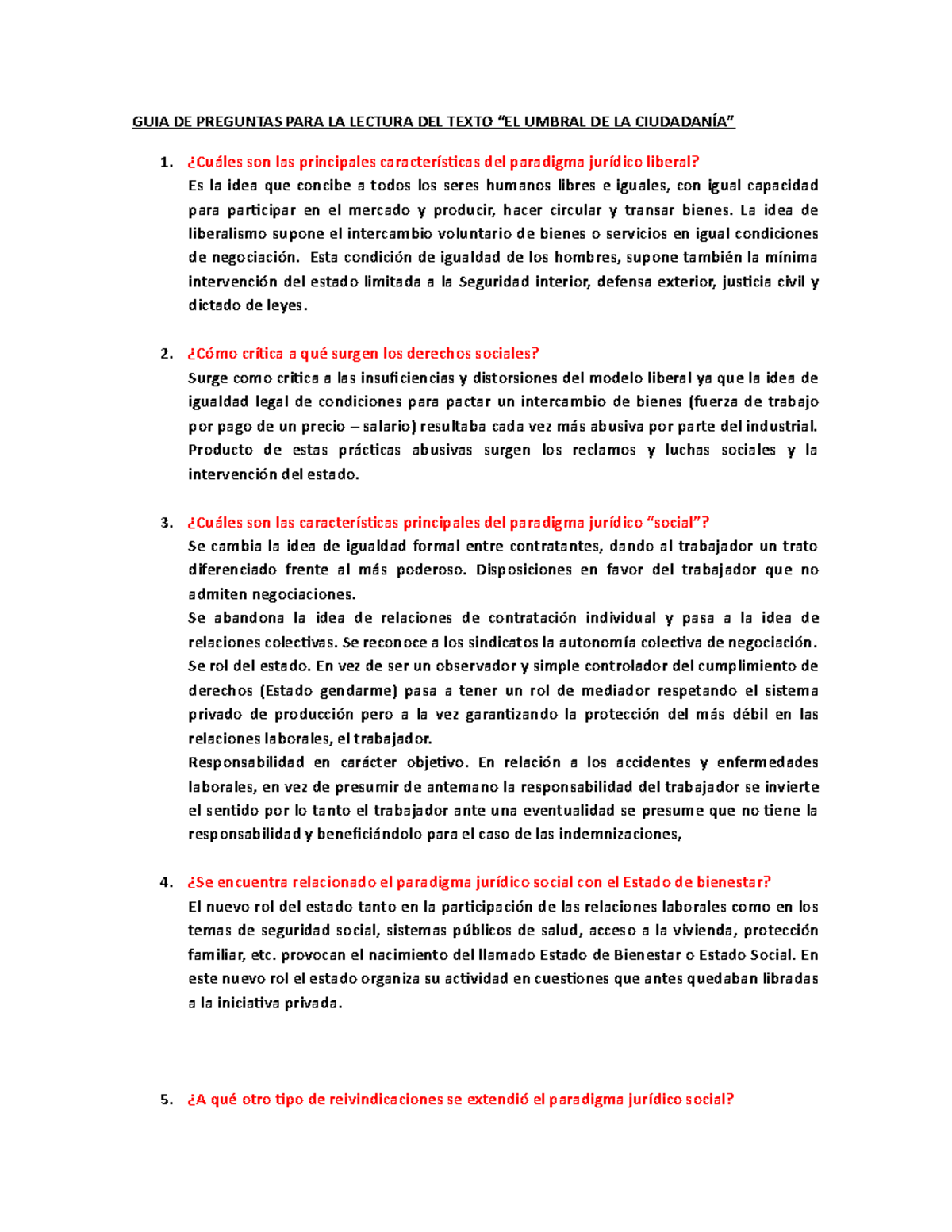 GUIA DE Preguntas PARA LA Lectura DEL Texto - GUIA DE PREGUNTAS PARA LA ...