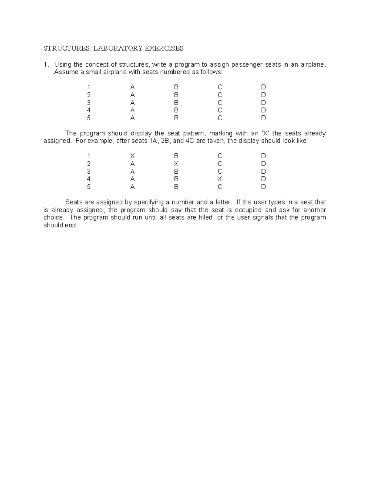 Structures lab activity - STRUCTURES: LABORATORY EXERCISES 1. Using the concept of structures ...