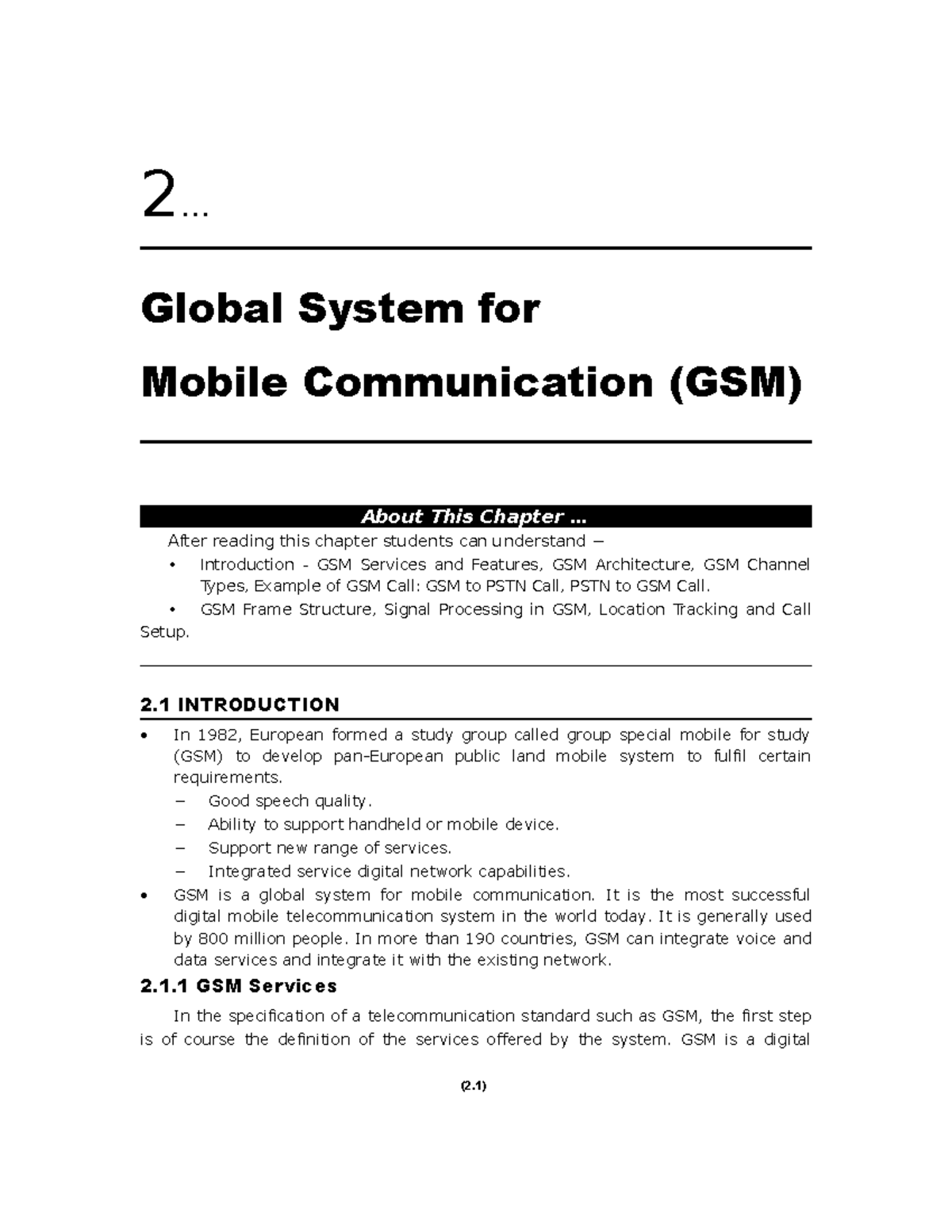 2. Global System for Mobile Communication - 2 ... Global System for ...