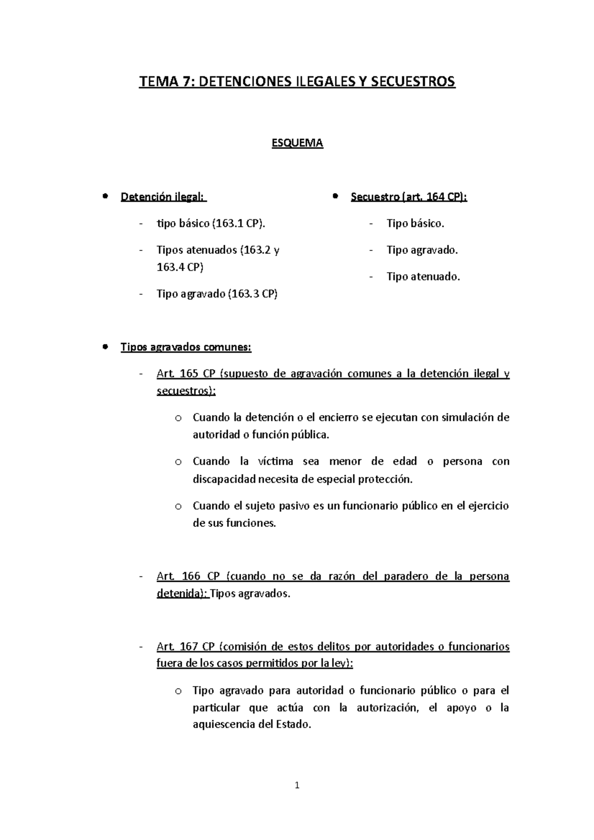 TEMA 7 Detenciones Ilegales Y Secuestros - TEMA 7: DETENCIONES ILEGALES Y SECUESTROS ESQUEMA ...