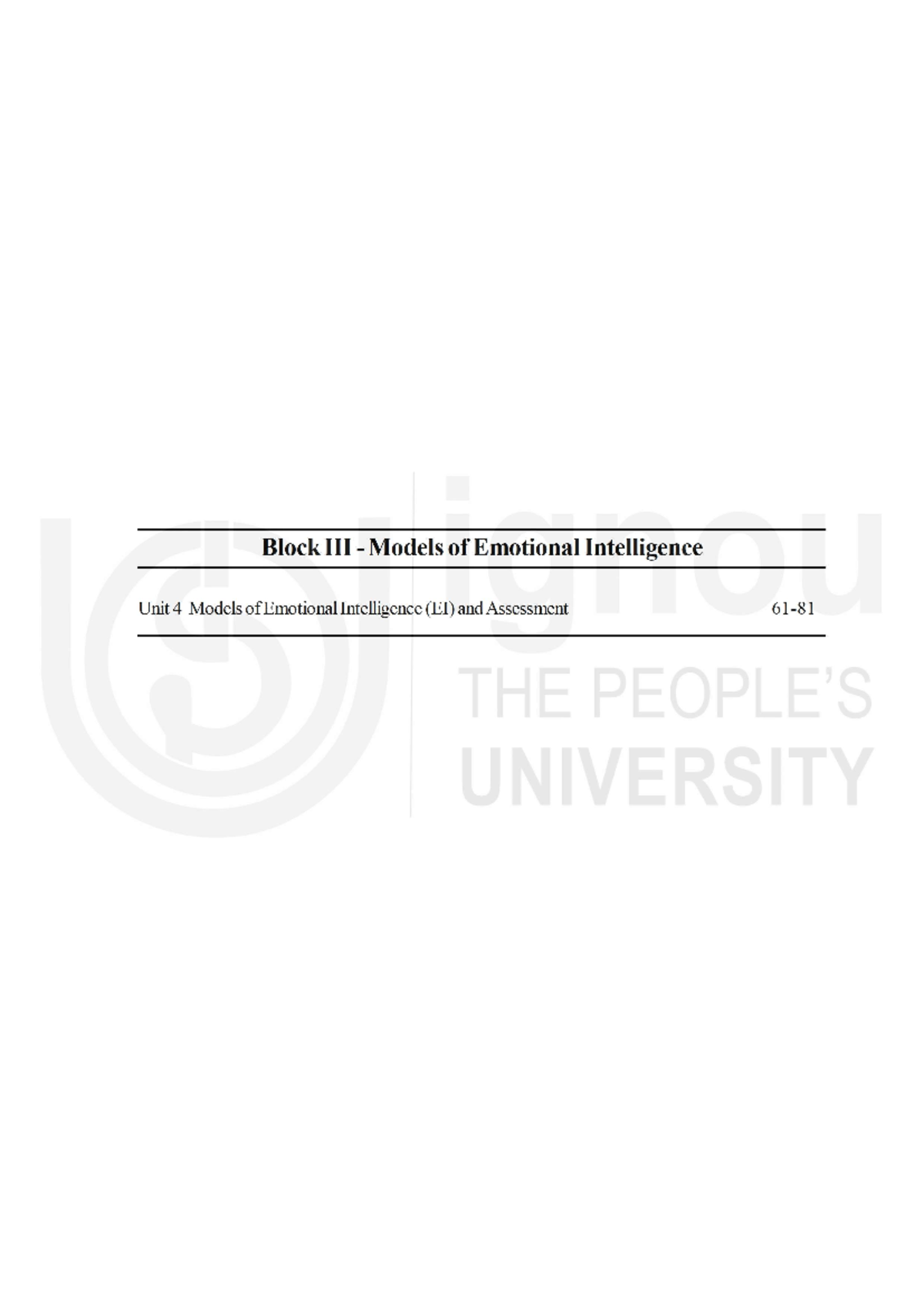 Models of EI - Ignou notes for structuring your answer - Block Models ...
