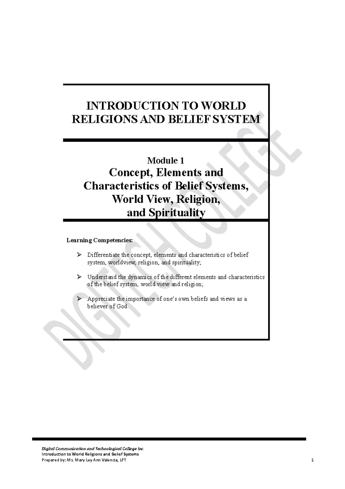 Checked Introduction to World Religions and Belief Systems weeks 1 4 ...