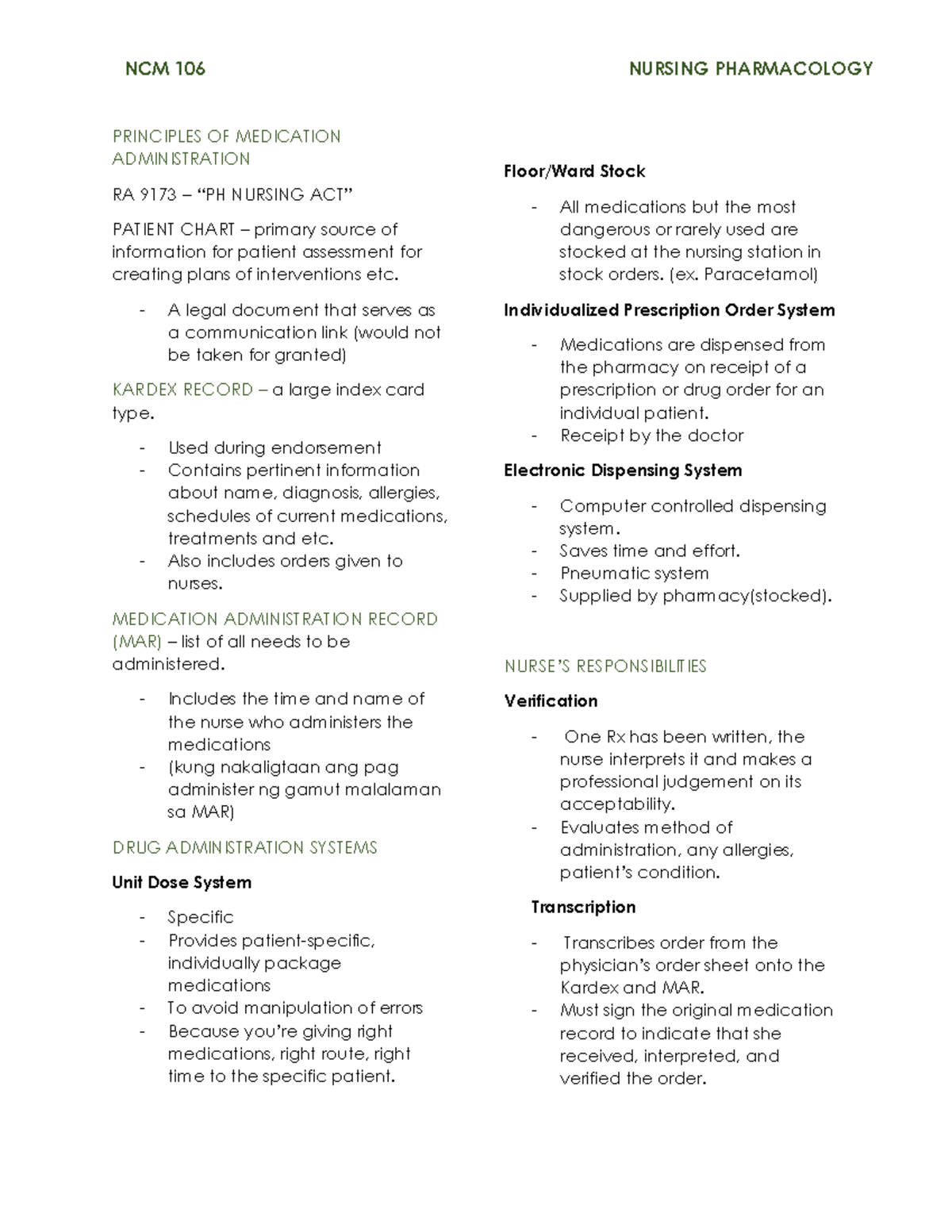 Principles OF Medication Administration - PRINCIPLES OF MEDICATION ...