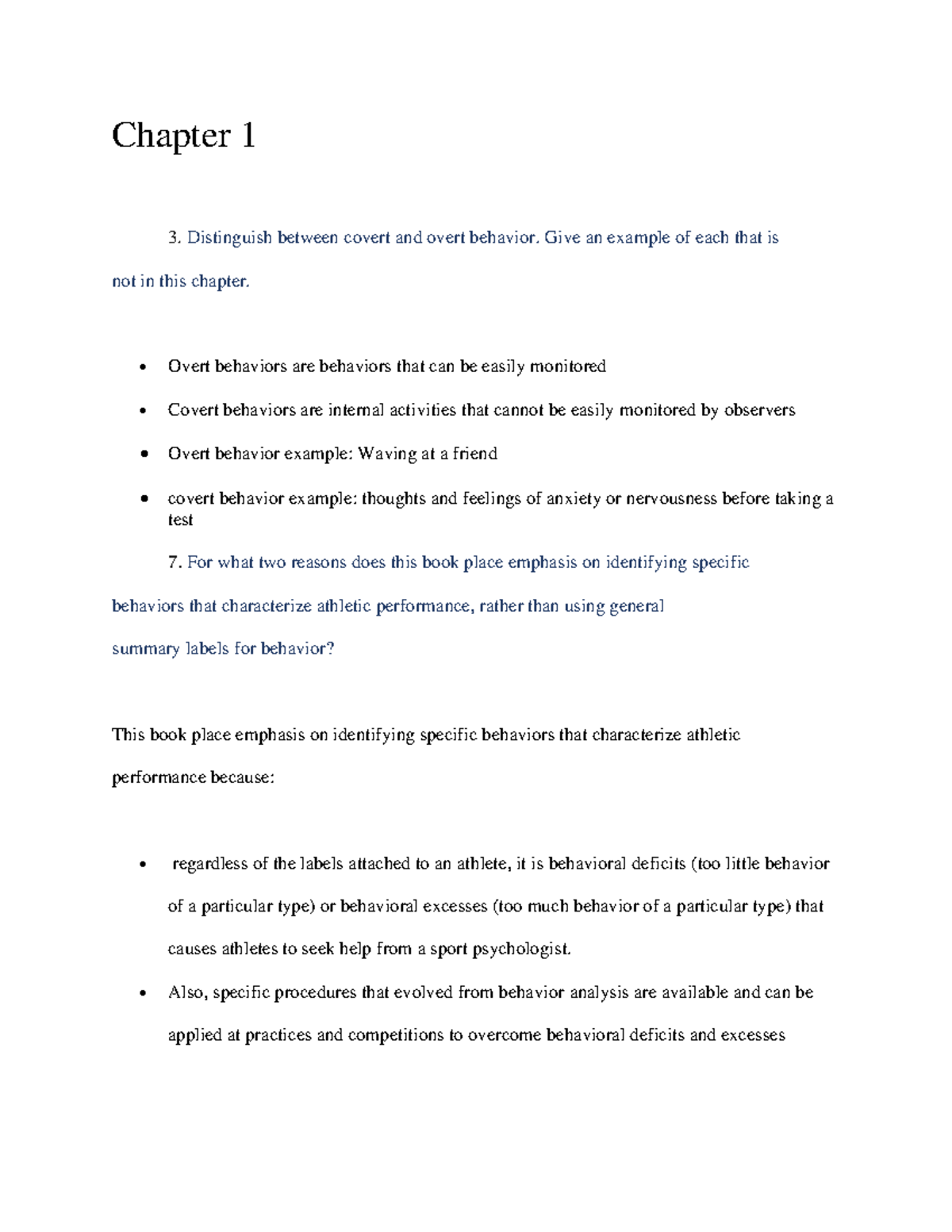 Psyc 2660 Assignment 1 - Chapter 1 Distinguish between covert and overt ...