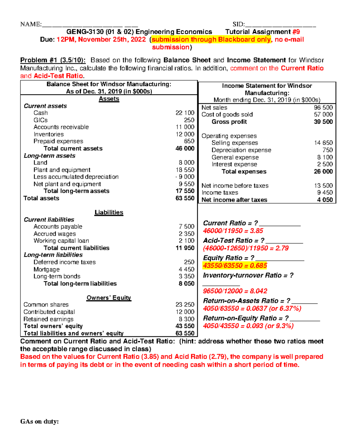 Tutorial 9 Nov25 solution - NAME:________________________ ____ SID ...