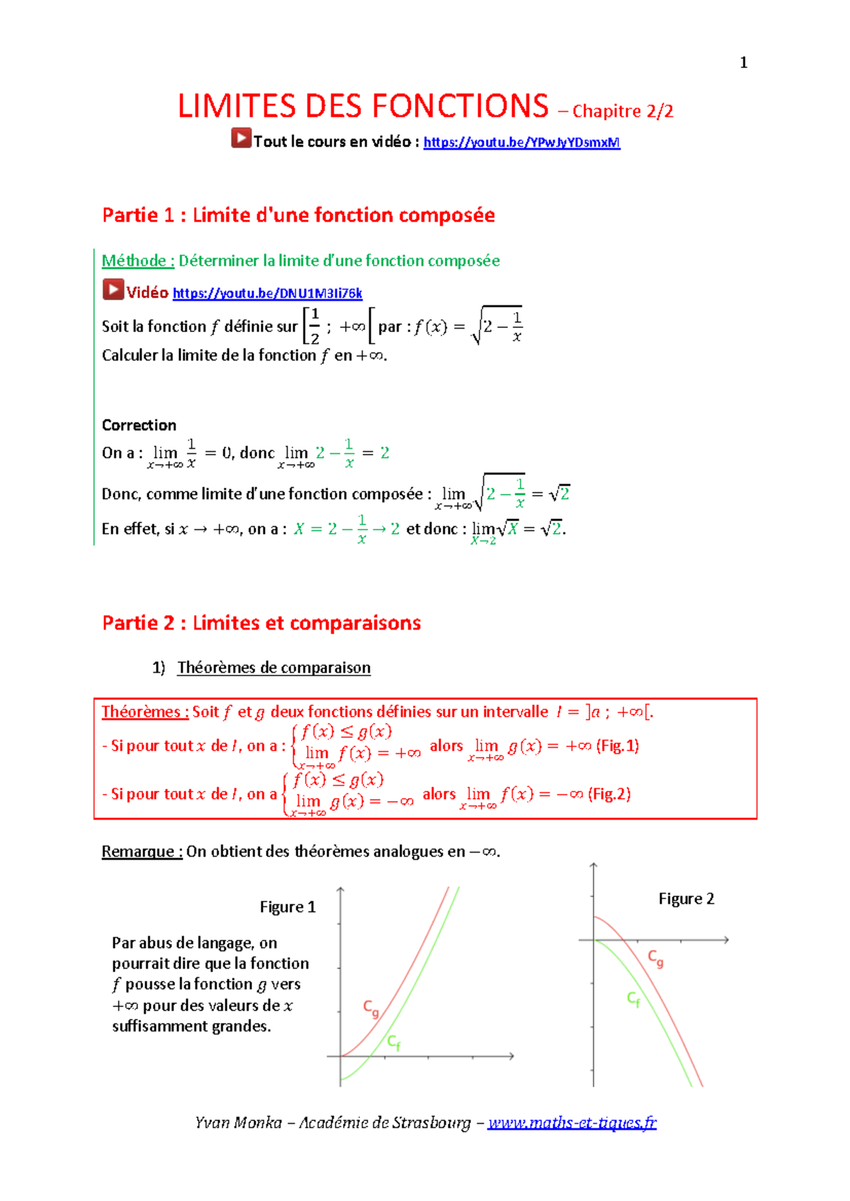 Limites de fonctions - 2/2 - LIMITES DES FONCTIONS – Chapitre 2/ 2 Tout ...