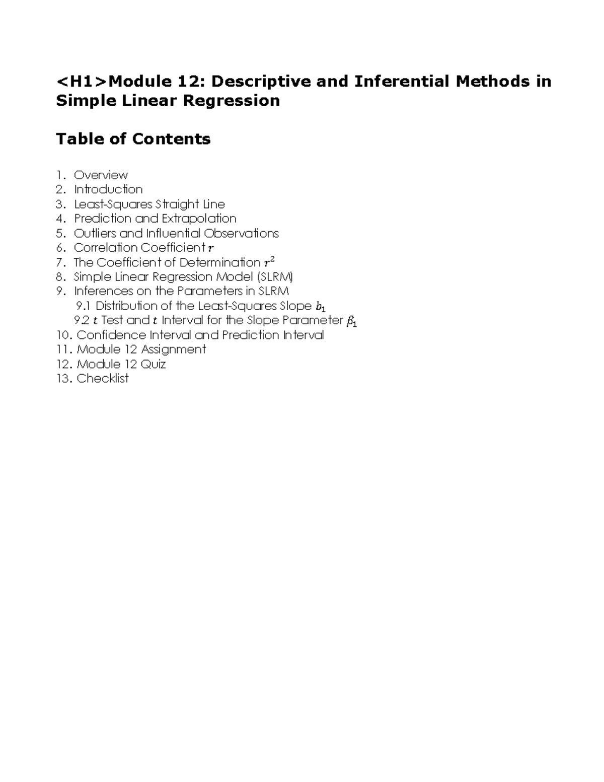 Module 13 - notes - Module 12 : Descriptive and Inferential Methods in ...