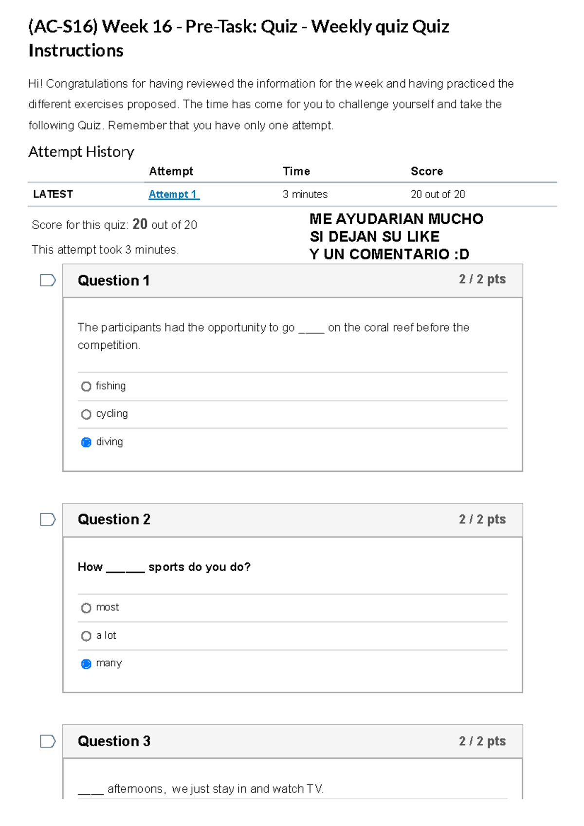 Quiz (AC-S16) Week 16 - Pre-Task Quiz - Weekly quiz - The time has come ...