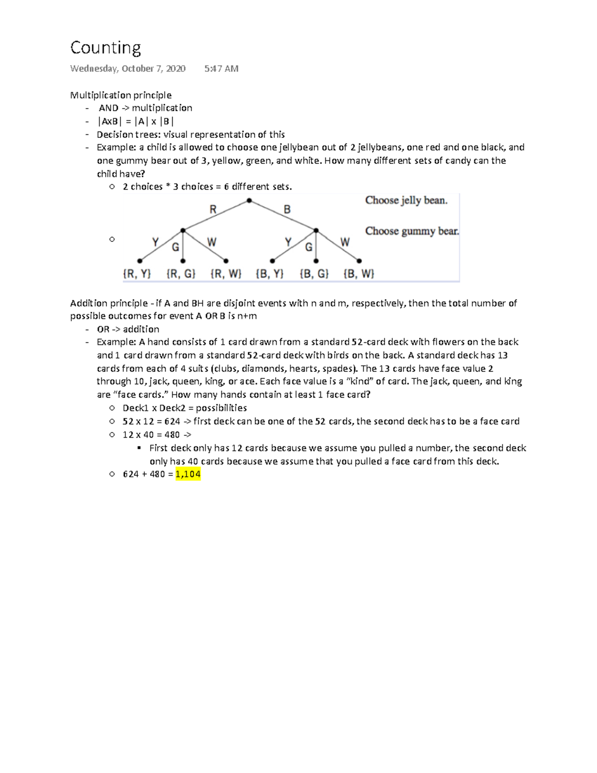 CS1300 counting decisions - Multiplication principle - AND ...