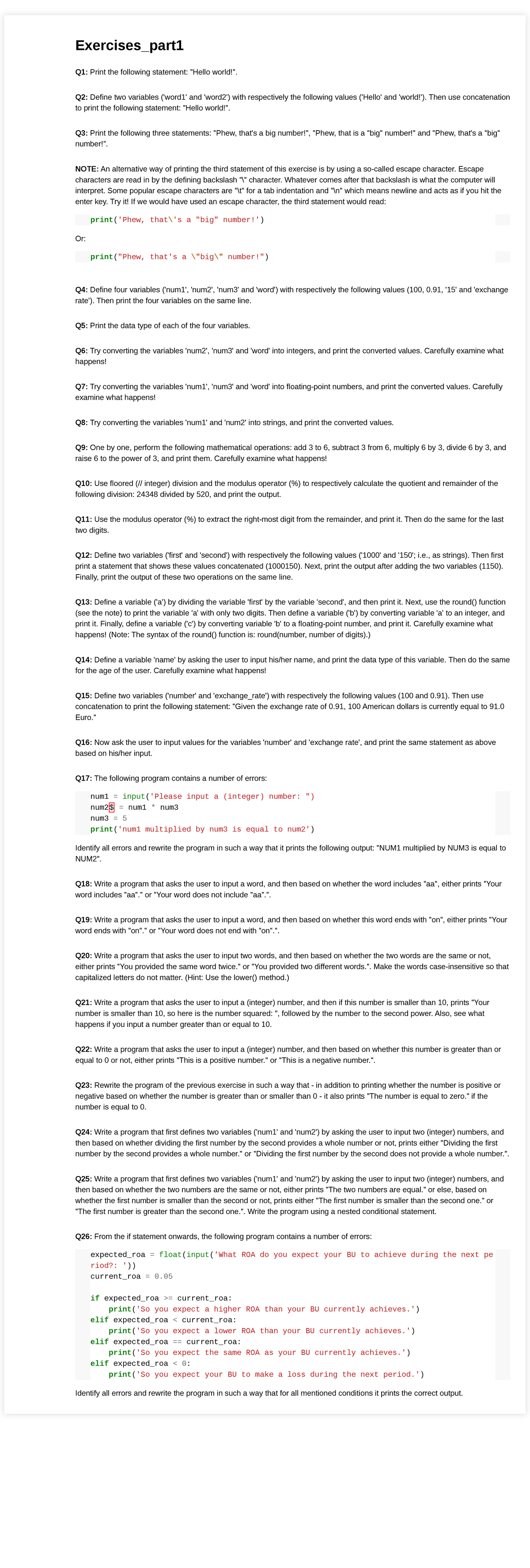 Exercises Part1 Opgave Week 1 Coding Skills Exercises Part Q1