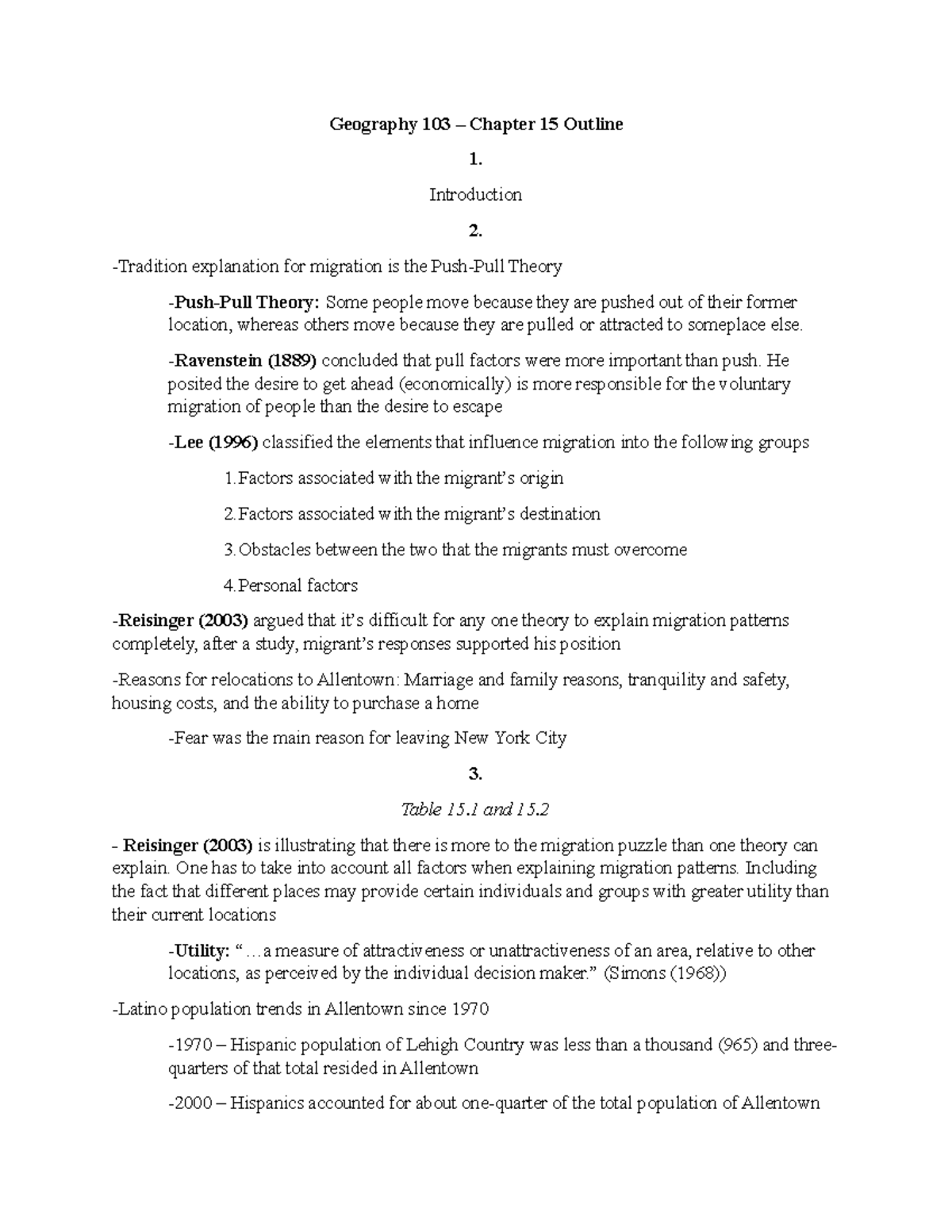 Ch 15 Outline - Lecture notes 15 - Geography 103 – Chapter 15 Outline 1 ...
