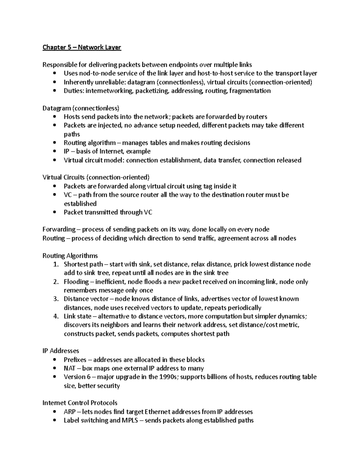 Chapter 5 – Network Layer - Chapter 5 Network Layer Responsible for delivering packets between ...