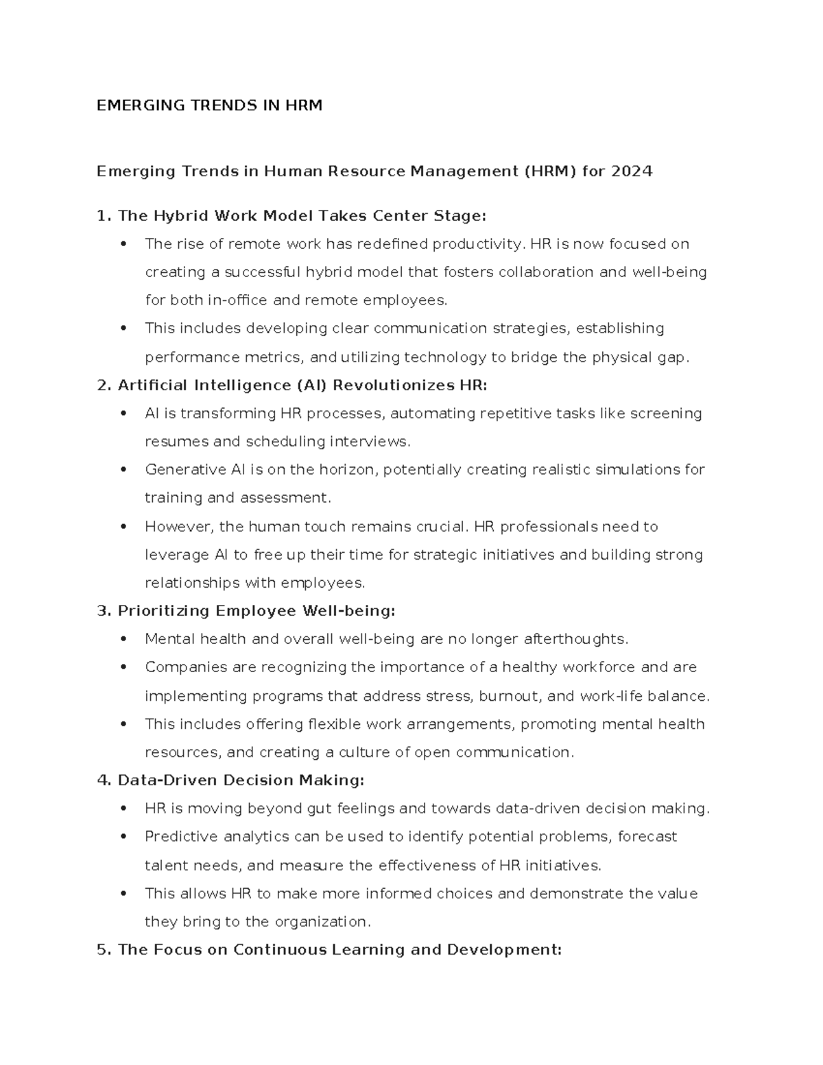 Emerging Trends IN HRM - HRMGT CLASS - EMERGING TRENDS IN HRM Emerging ...