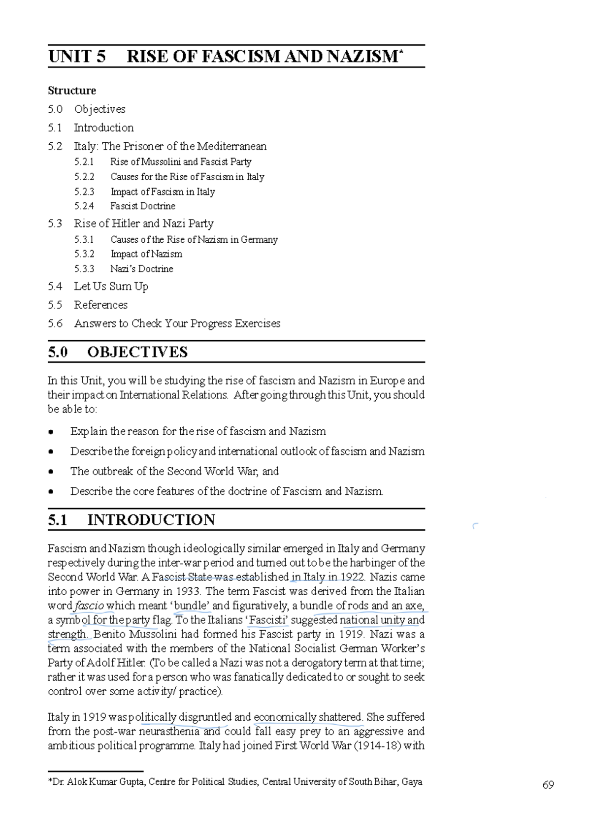 Unit-5 - Fascism and nazism - Significance of the Bolshevik UNIT 5 RISE ...