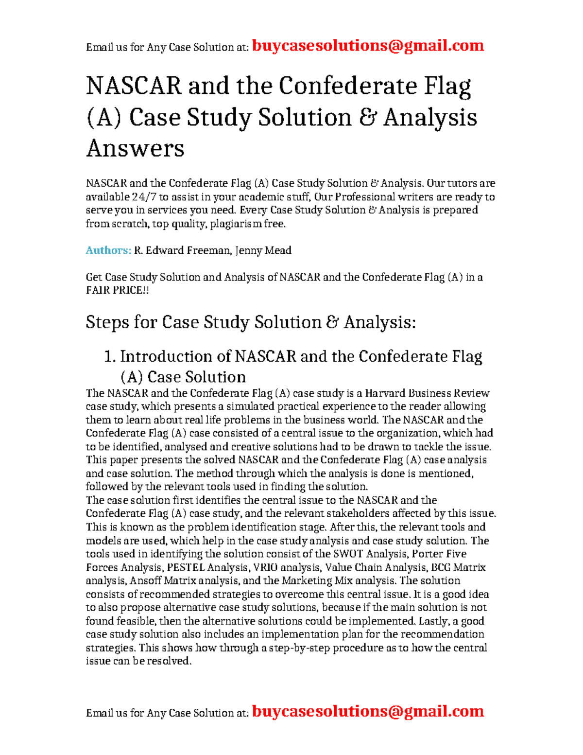 Case Solution Nascar and the Confederate Flag (A) - NASCAR and the ...