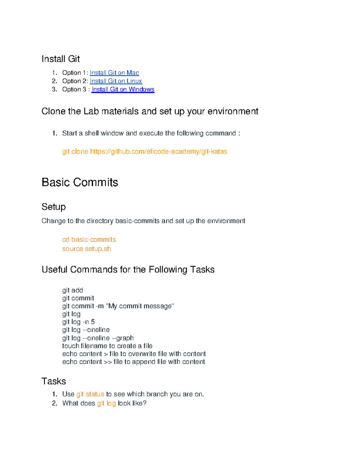 Dev Ops - Code - Git - Lab - Install Git 1. Option 1: Install Git on Mac 2. Option 2: Install ...