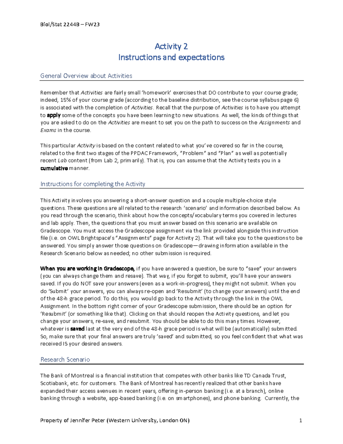 Activity 2 - instructions - Activity 2 Instructions and expectations ...