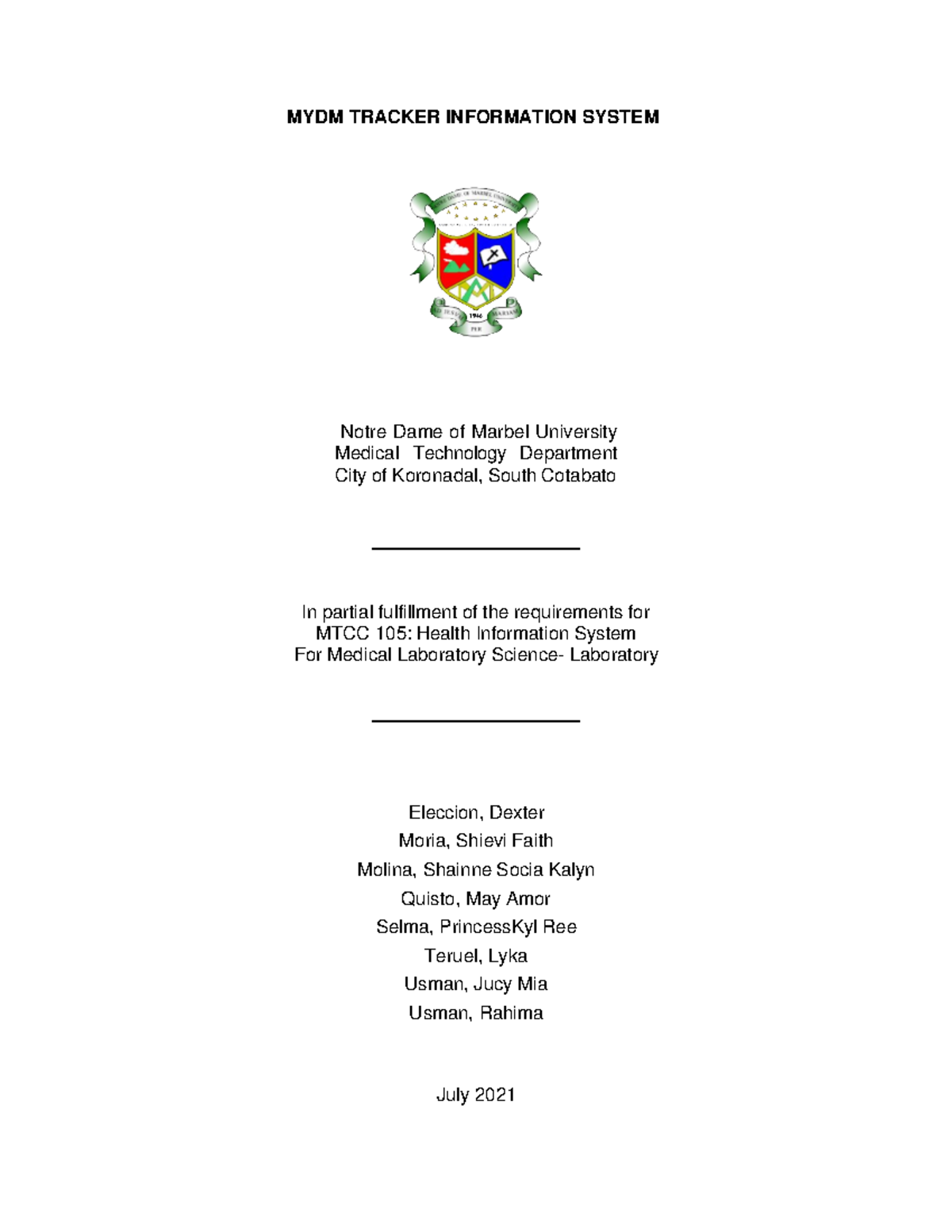 MYDM Tracker Information System final 2 - MYDM TRACKER INFORMATION ...