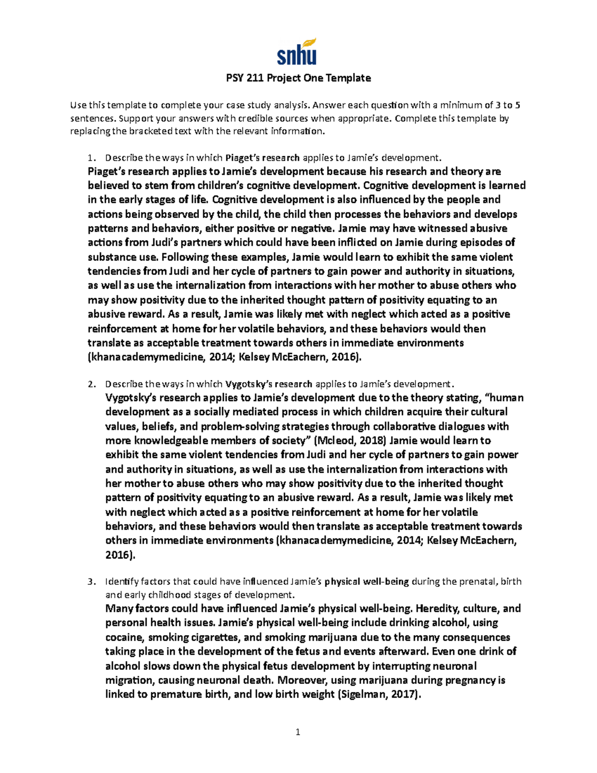 Module 6 - PSY 211 Project One Template Use this template to complete ...