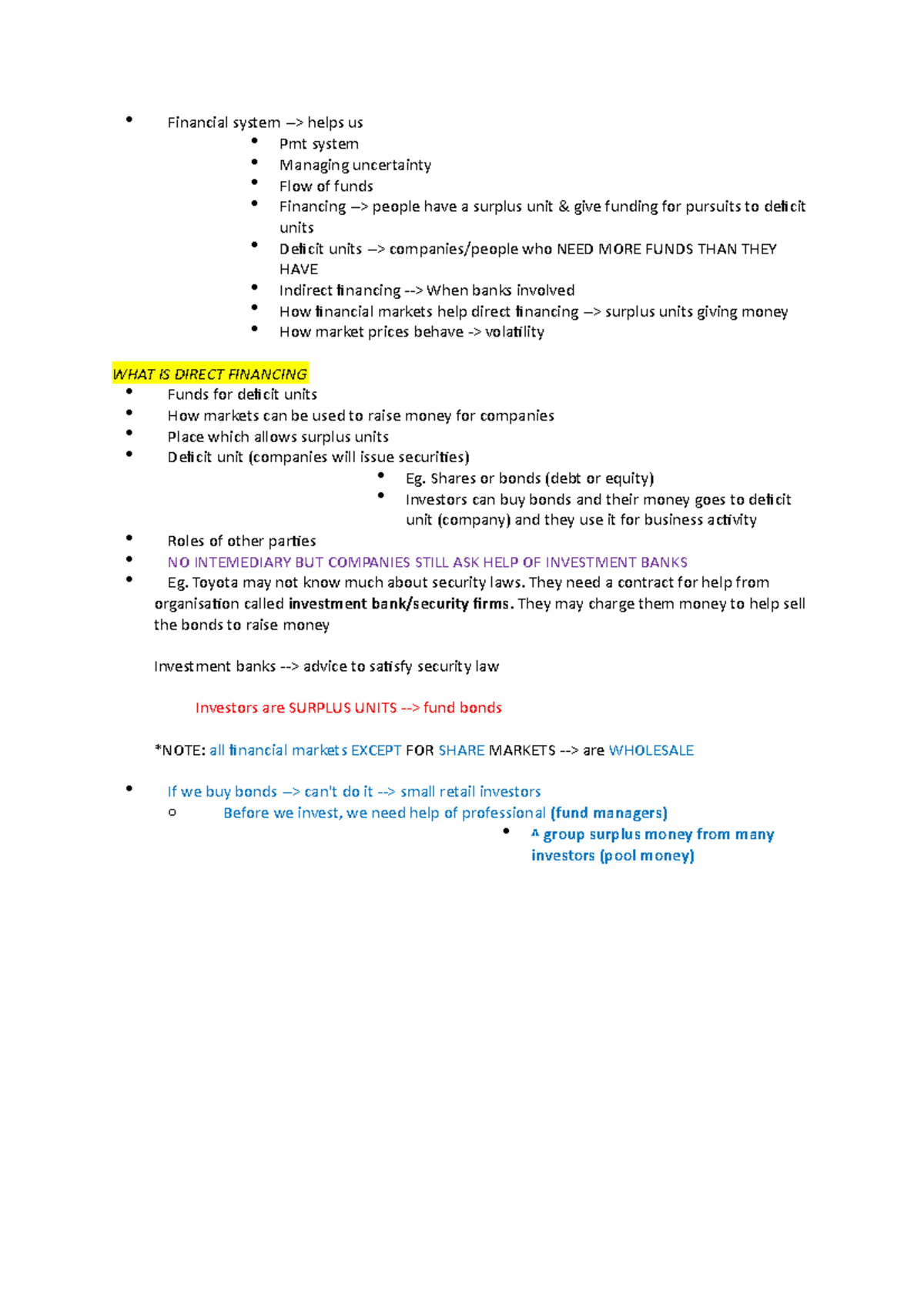 Introduction to Direct Financing - Financial system -> helps us Pmt ...