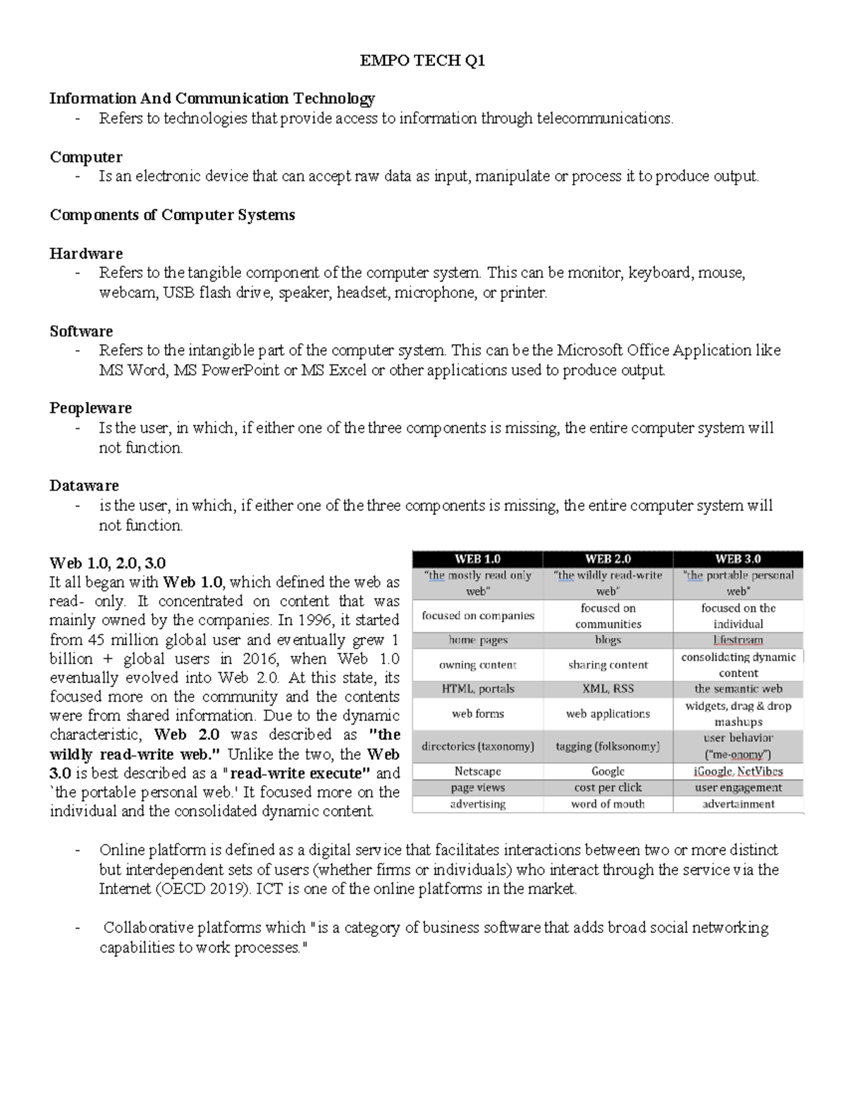 EMPO TECH Q1 - EMPO TECH Q Information And Communication Technology ...
