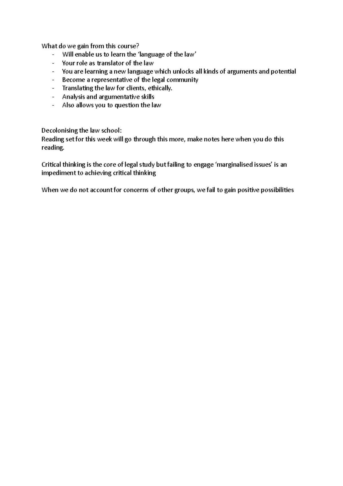 Lecture 2 - Intro To Law School - What do we gain from this course ...