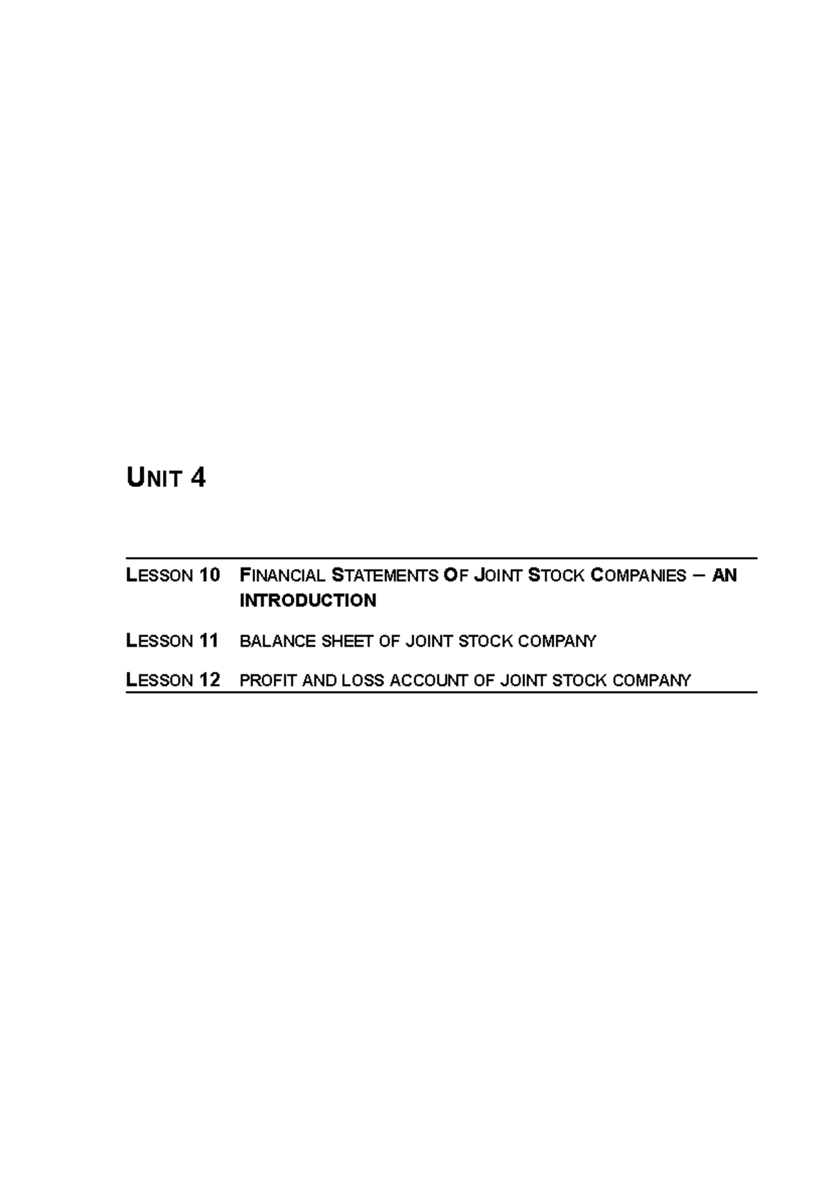BBA101 UNIT4 notes - UNIT 4 LESSON 10 FINANCIAL STATEMENTS OF JOINT ...