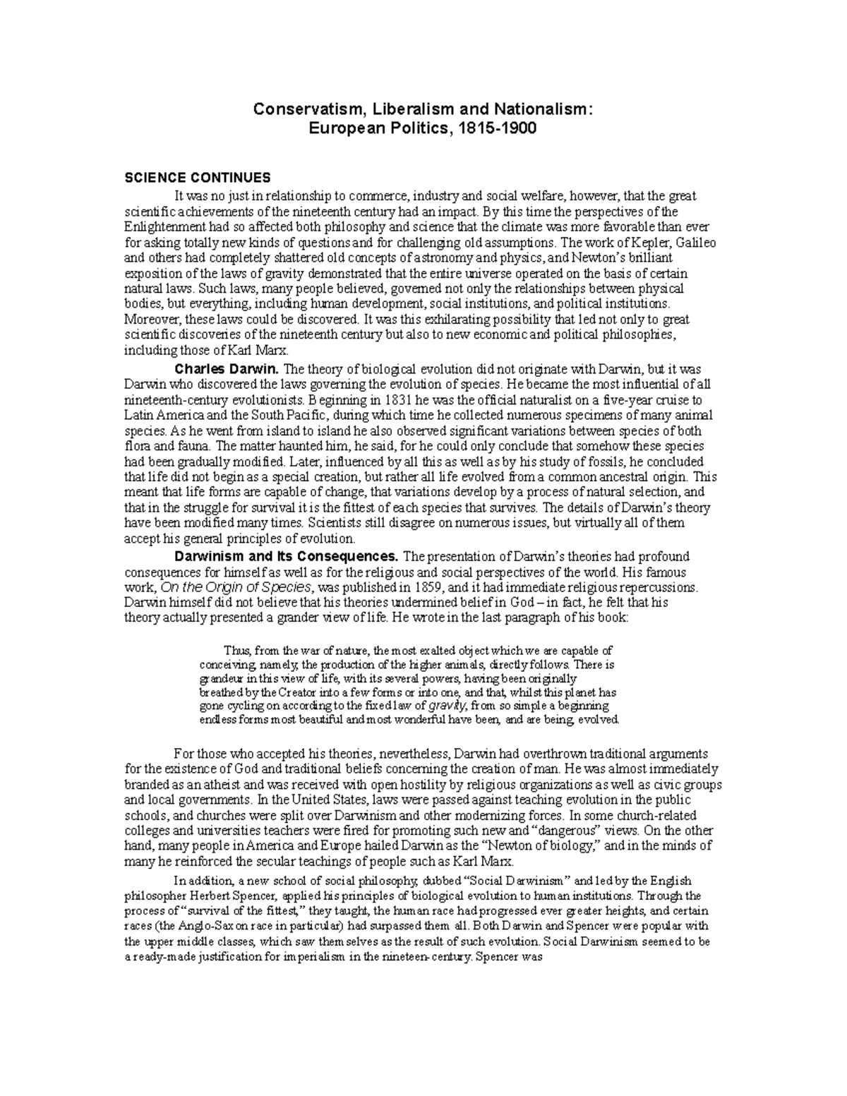 European Politics - Conservatism, Liberalism and Nationalism: European ...