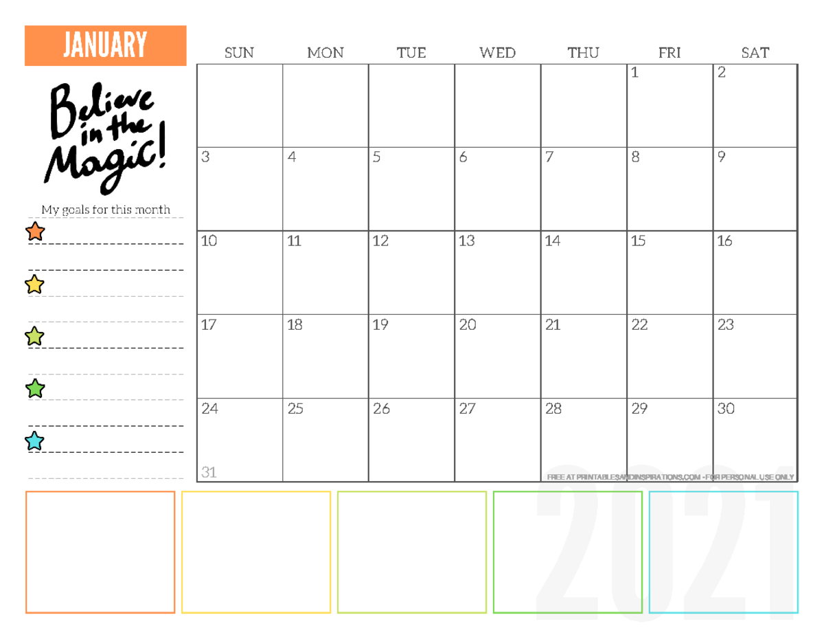 2021 Sunday goals calendar stars - FREE AT PRINTABLESANDINSPIRATIONS ...
