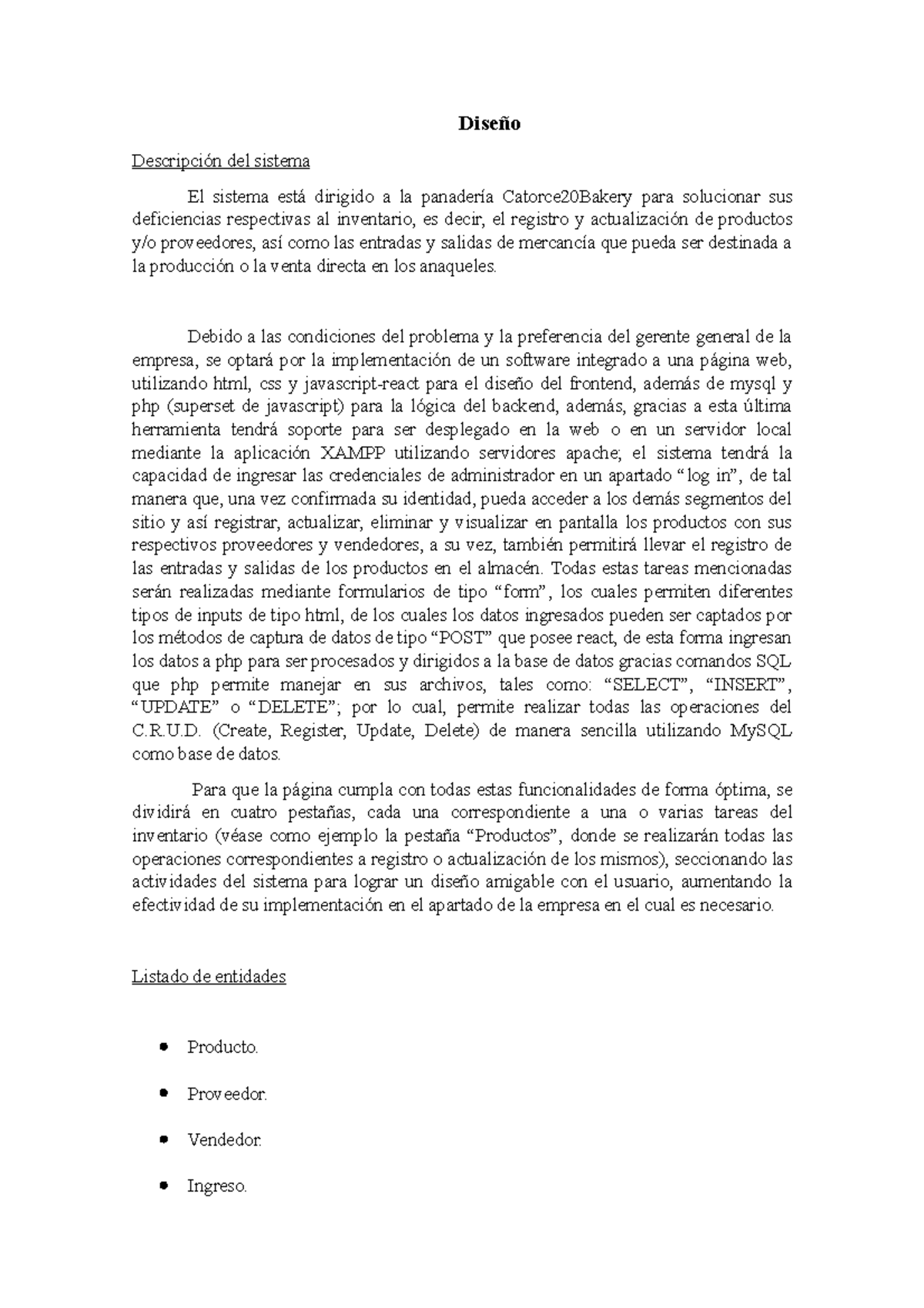Mario Azuaje Sistema de Inventario - Diseño Descripción del sistema El ...