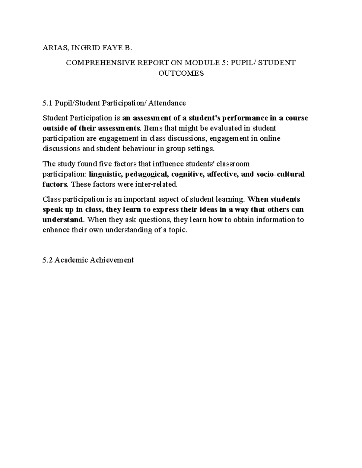 Module 5- Comprehensive Report - ARIAS, INGRID FAYE B. COMPREHENSIVE ...