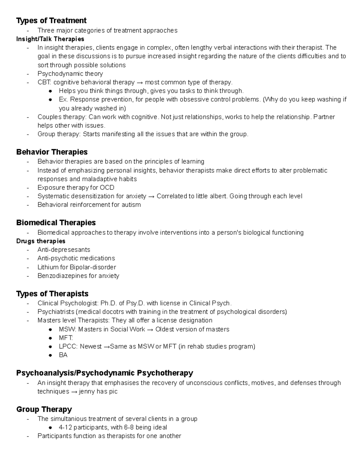 Psychology Themes and Variations Treatment Therapy - Types of Treatment ...