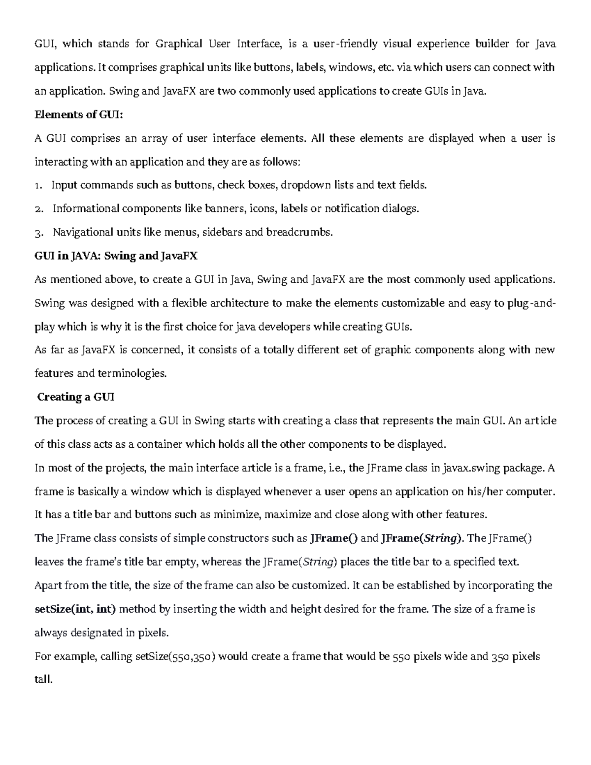Java Gui Unit 4 Gui Which Stands For Graphical User Interface Is A User Friendly Visual
