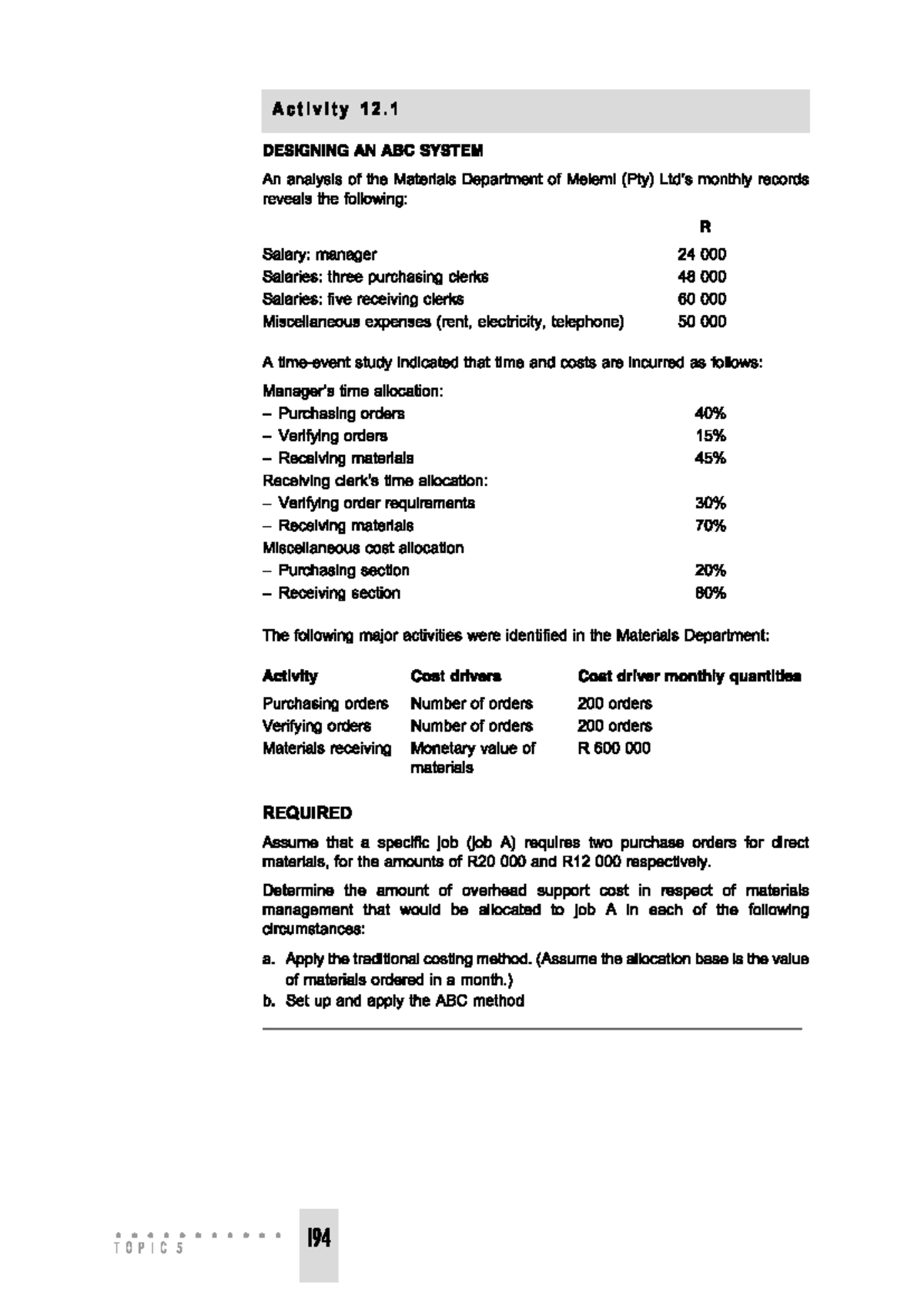 ABC Illustrative example 1 - Melemi Pty Ltd - Activity 12 DESIGNING AN ...
