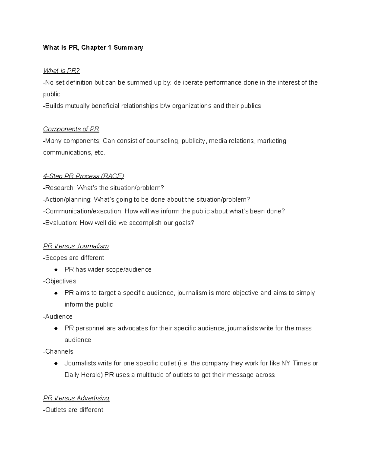 PR Midterm - Lecture notes 1-10 - What is PR, Chapter 1 Summary What is ...