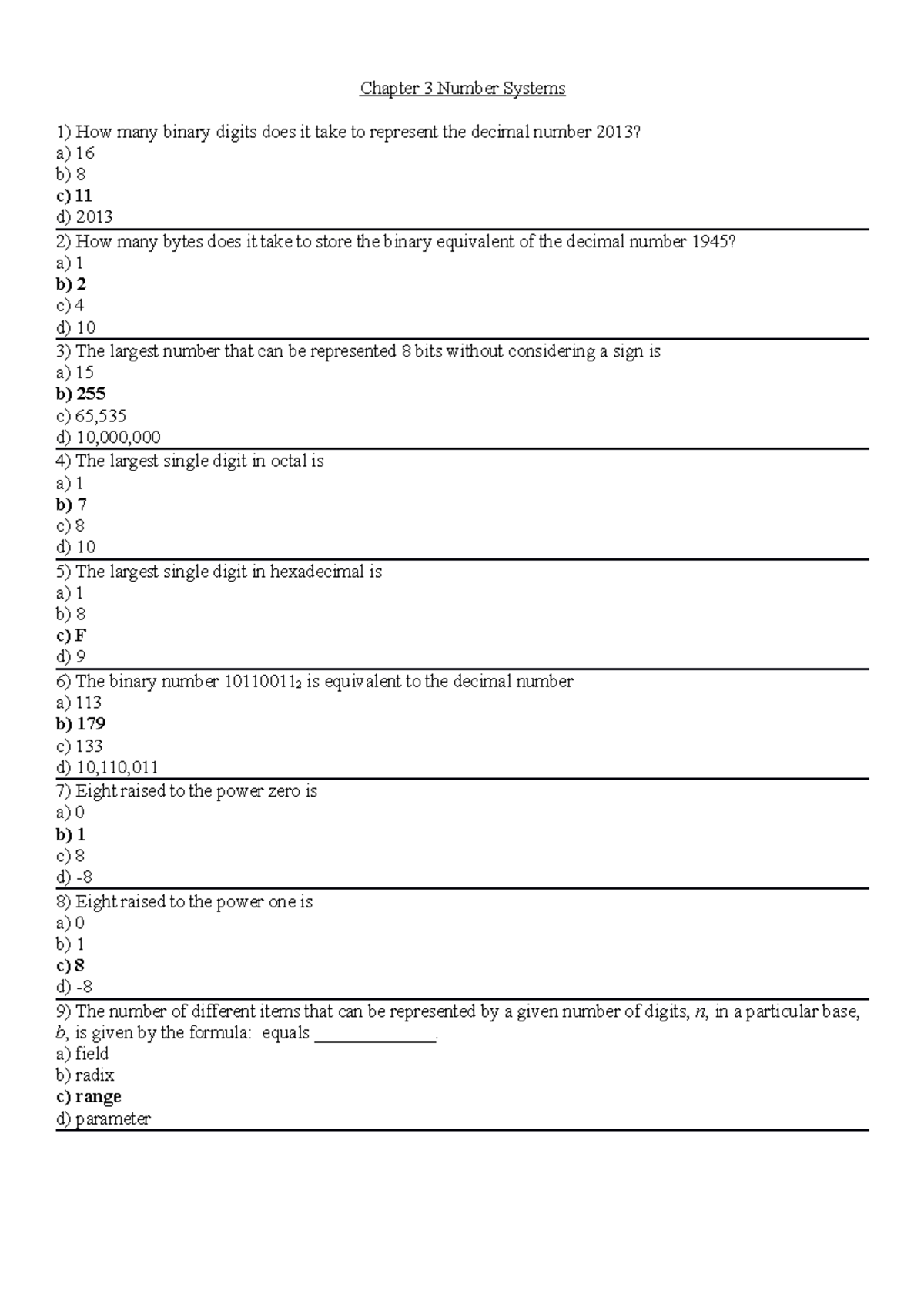 Ch03 - Ch03 practice for exam - Chapter 3 Number Systems How many ...