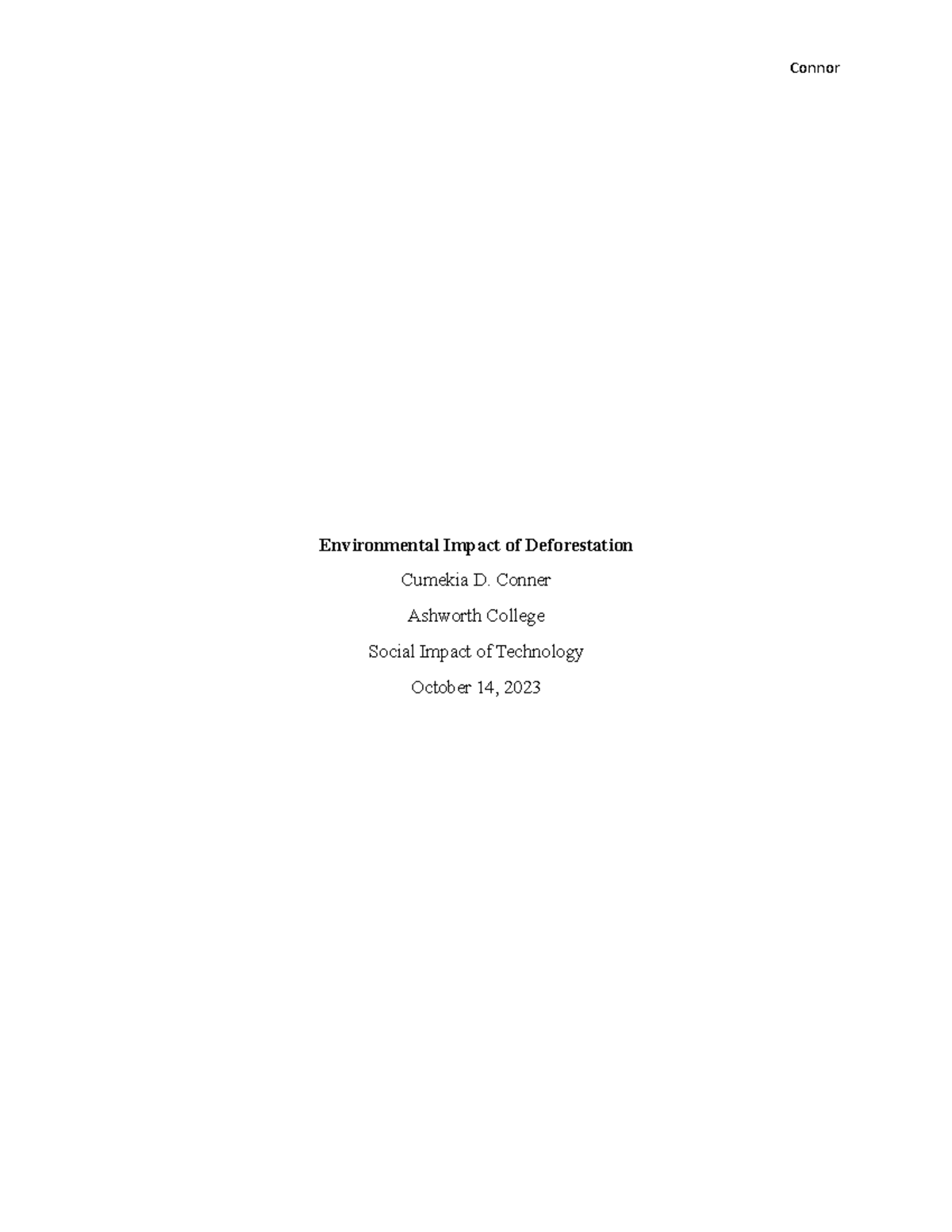 Environmental Impact of Deforestation - Conner Ashworth College Social ...