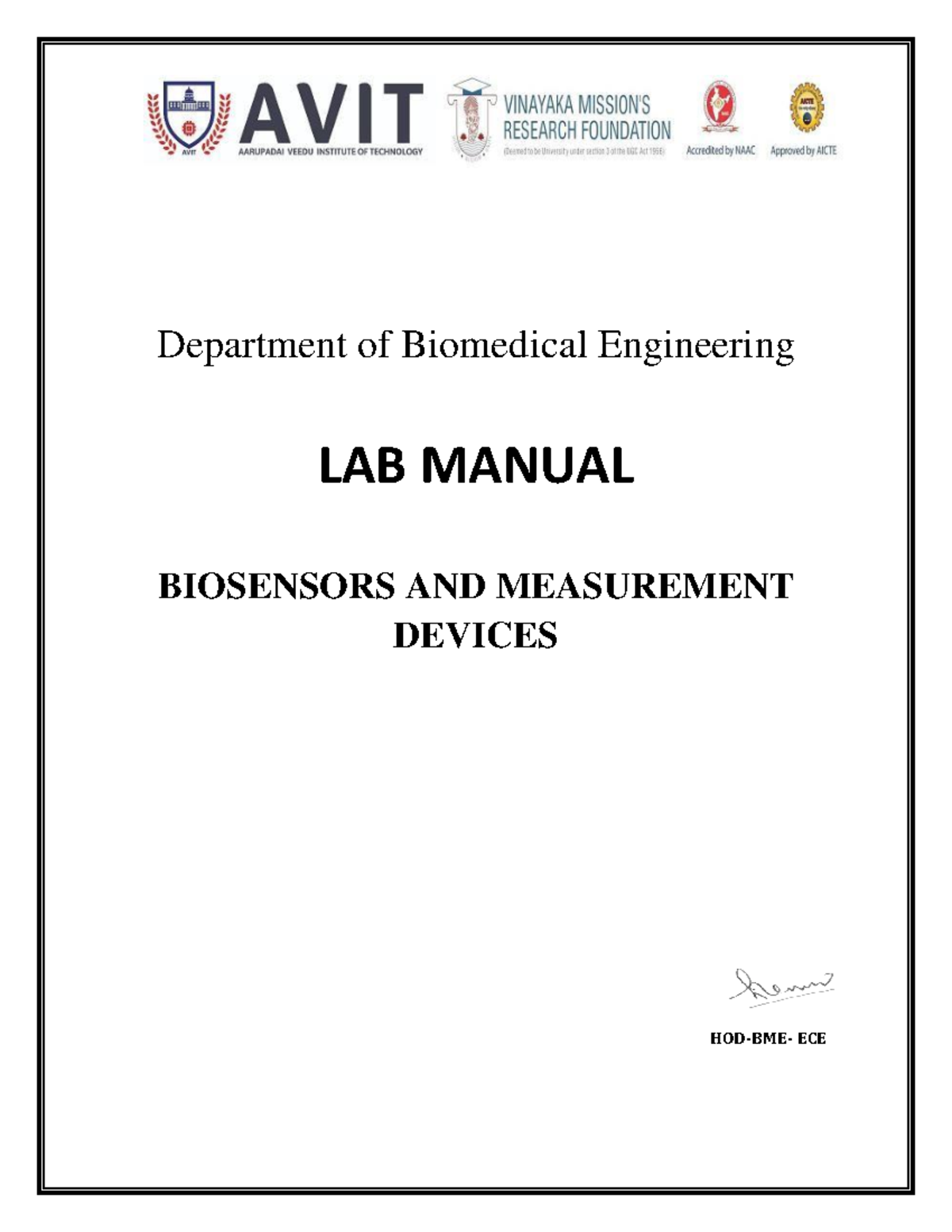 Lab manual - Department of Biomedical Engineering LAB MANUAL BIOSENSORS ...