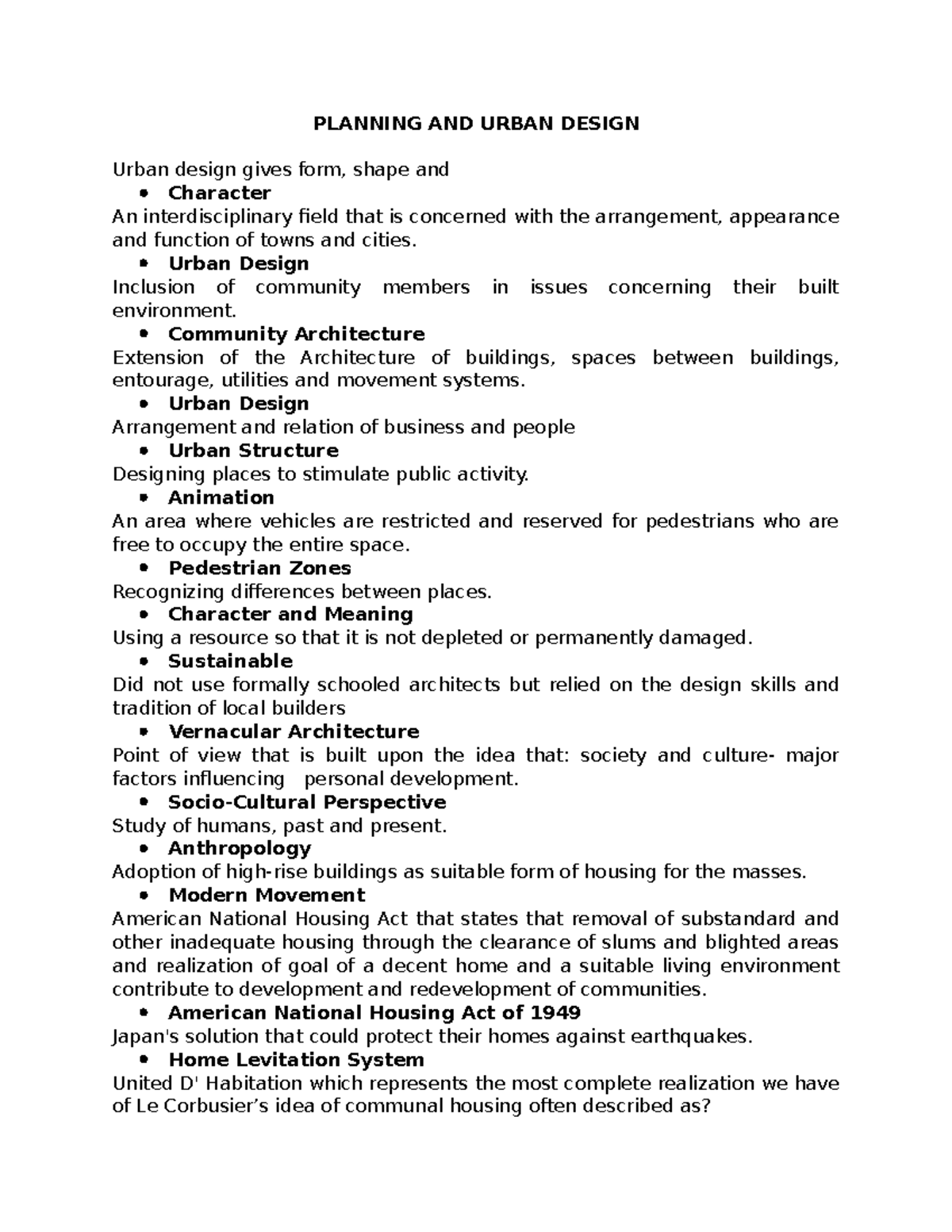 Planning AND Urban Design - PLANNING AND URBAN DESIGN Urban design ...