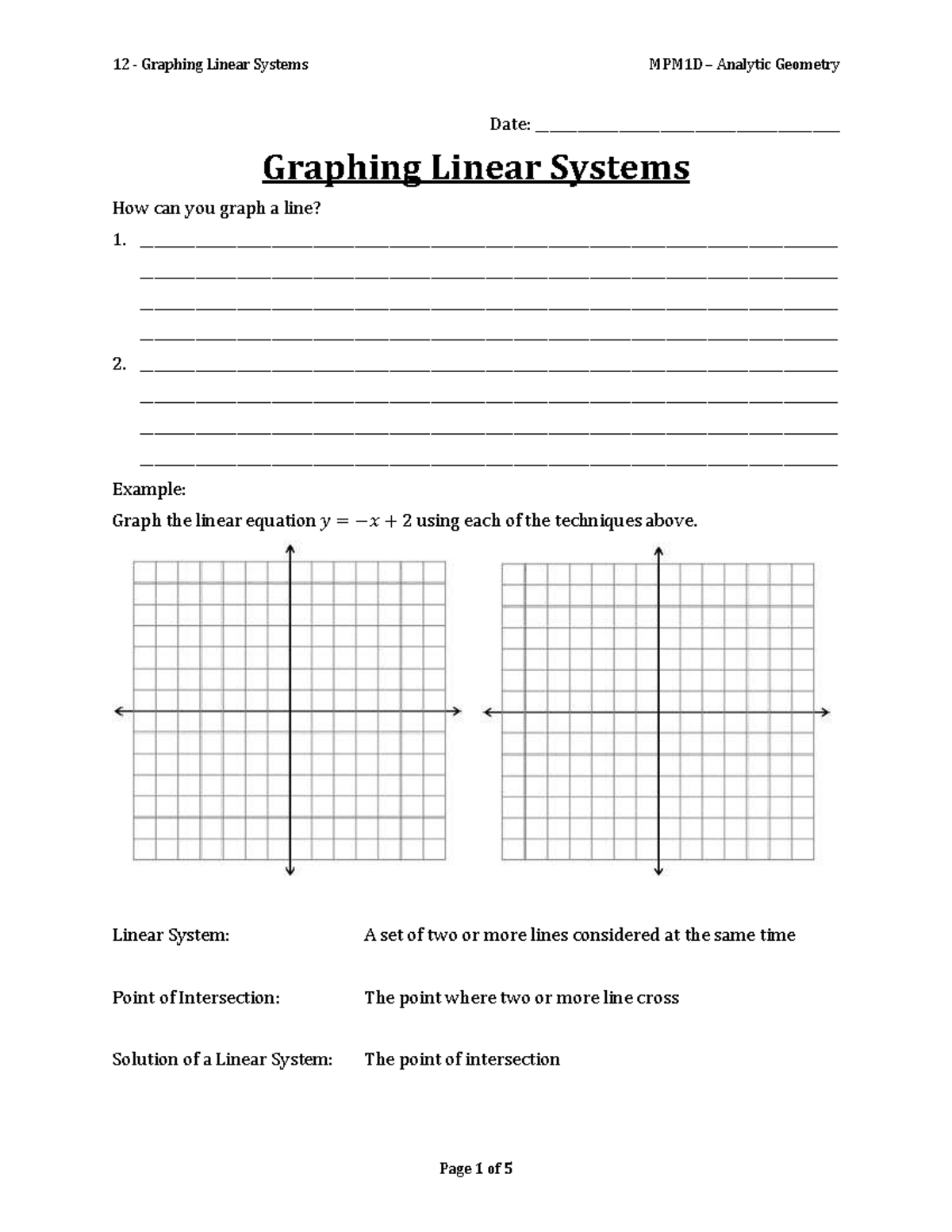 12 - Graphing Linear Systems - Date ...