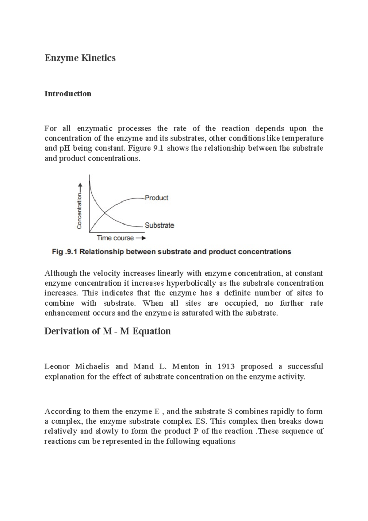 Enzyme Kinetics - Enzyme Kinetics Introduction For all enzymatic ...