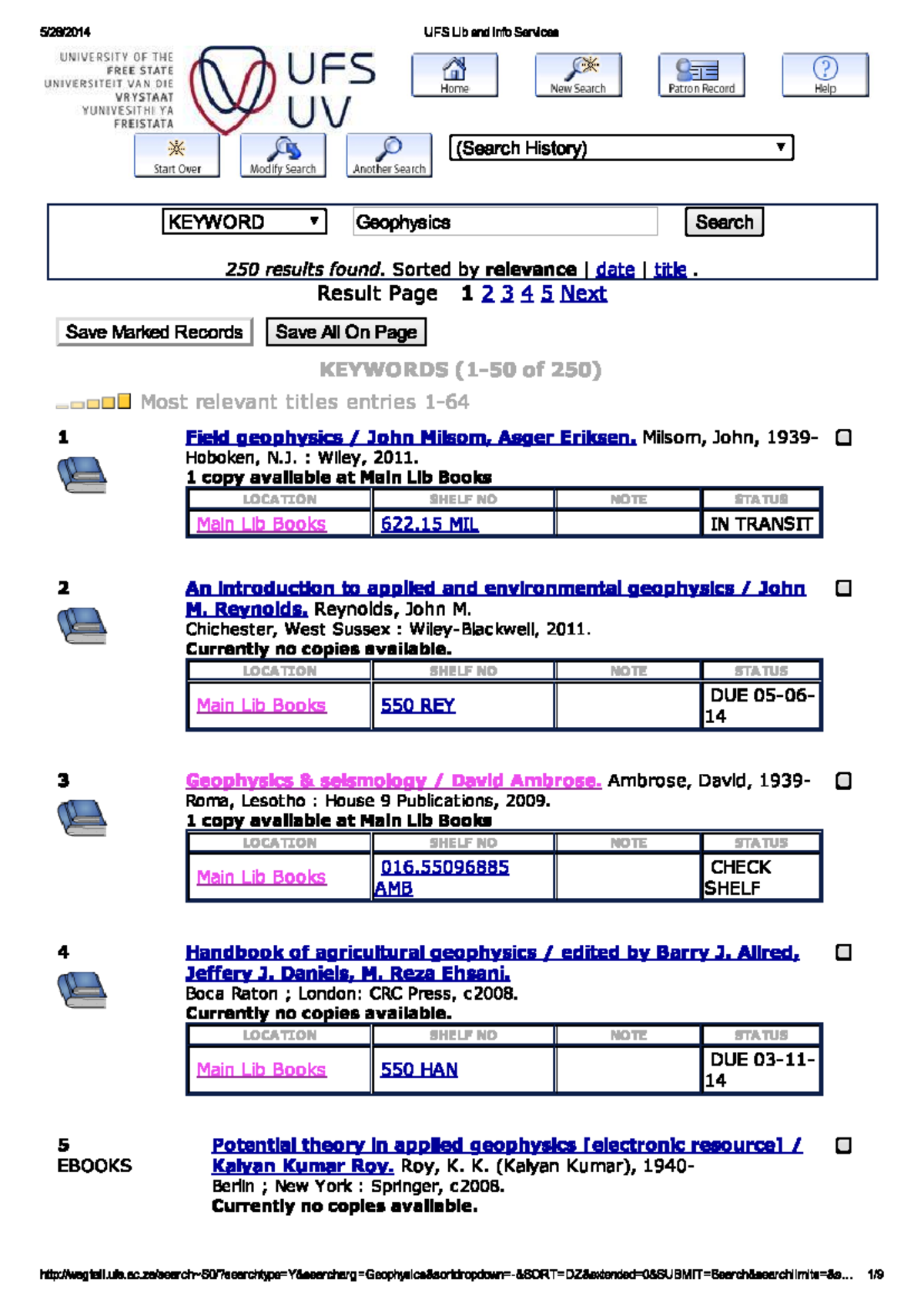 000 Geophysics Books In UFS Library - May 2014 - Phy 255 - Studocu