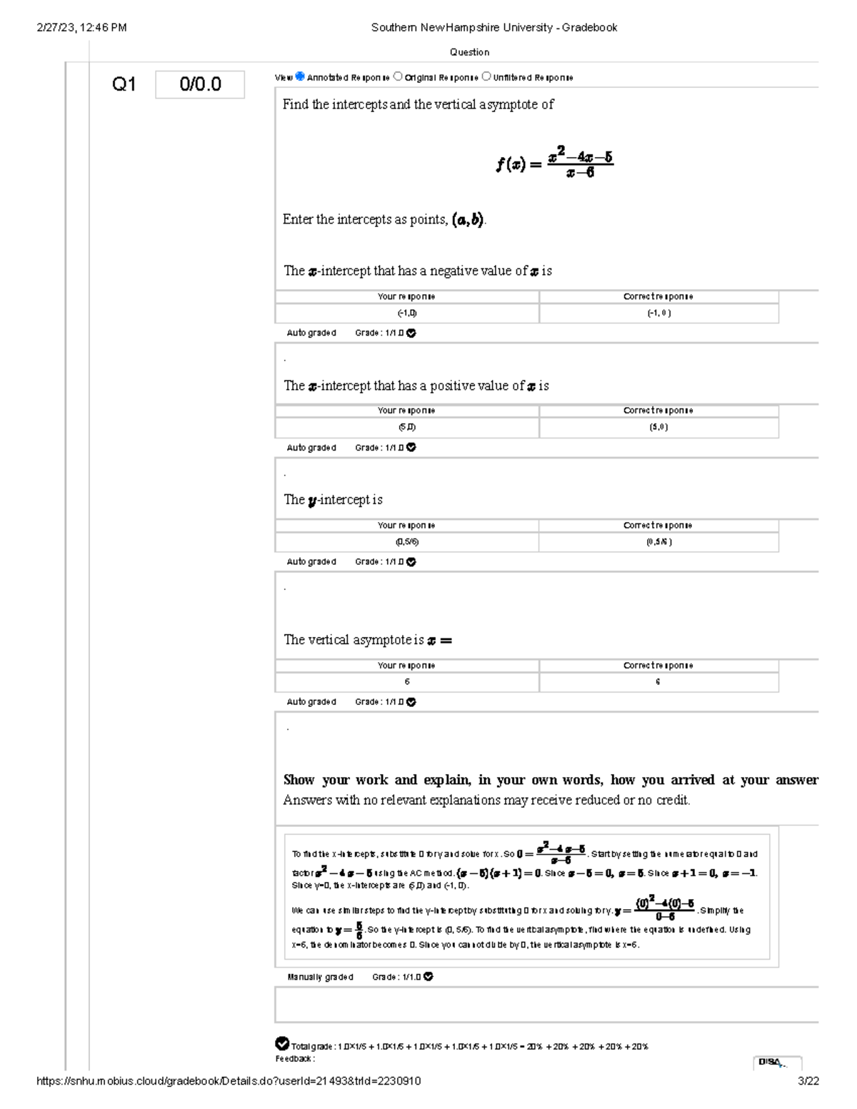 4-3 Module Four Exam One - Question Q1 0/0. View Annotated Response ...