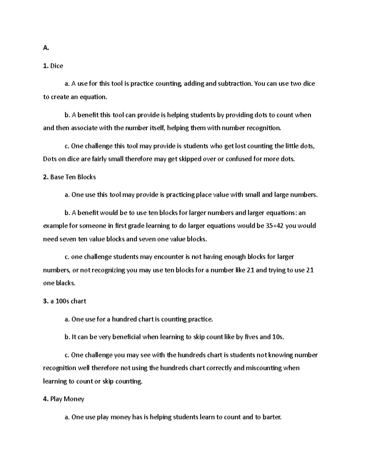 Math lesson plan - Passed on the very first try - A. Dice a. A use for ...