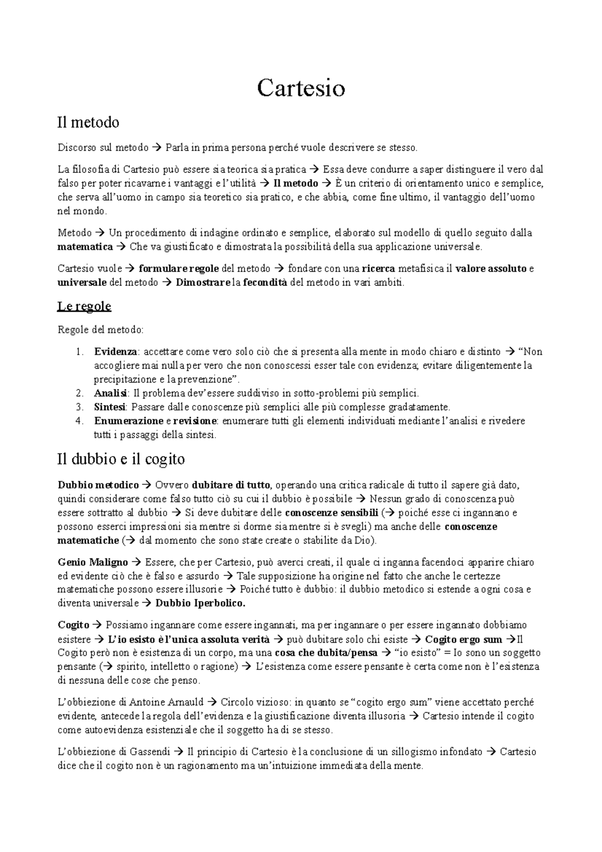 Filosofia - Cartesio - Cartesio Il metodo Discorso sul metodo Parla in ...