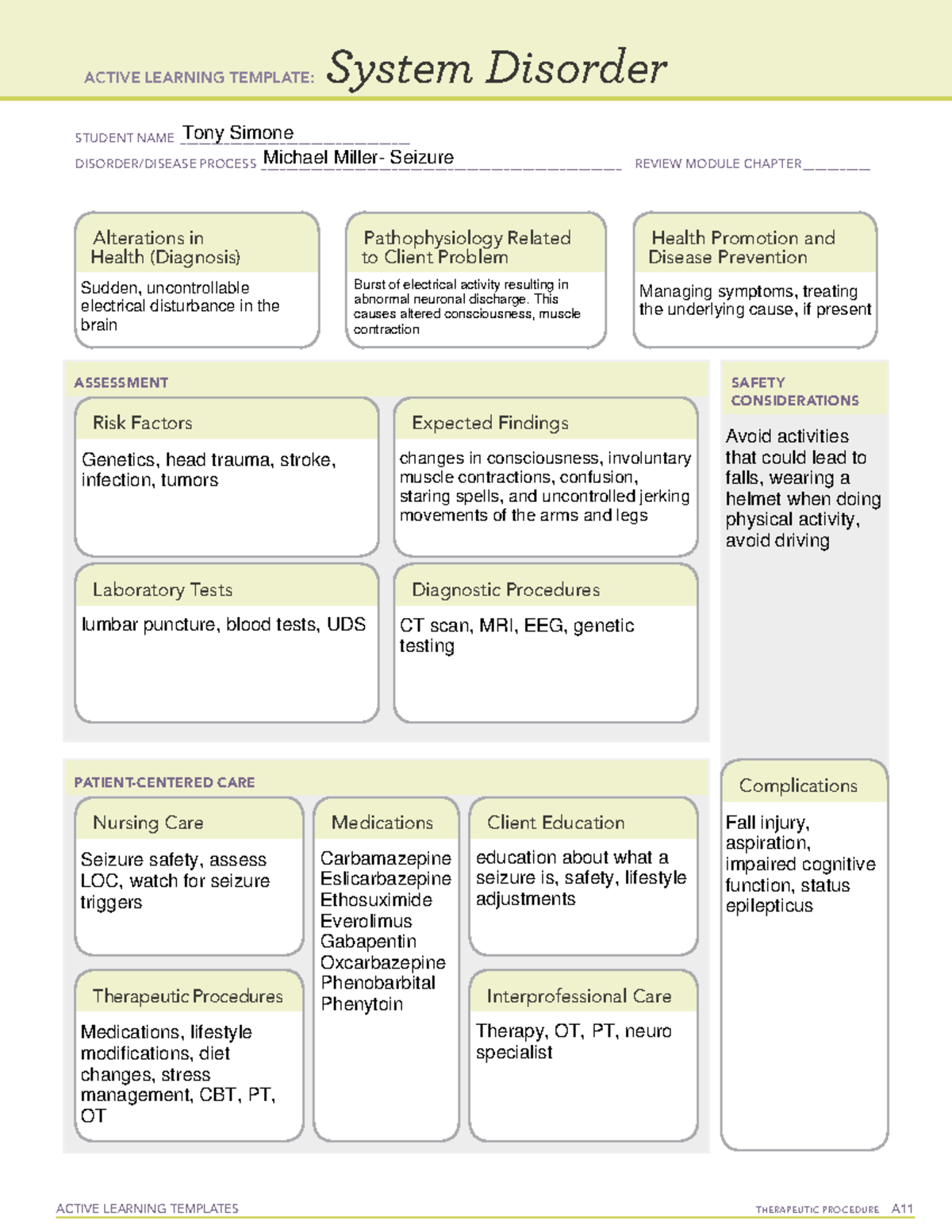 Michael Miller- Seizure Disorder - ACTIVE LEARNING TEMPLATES ...
